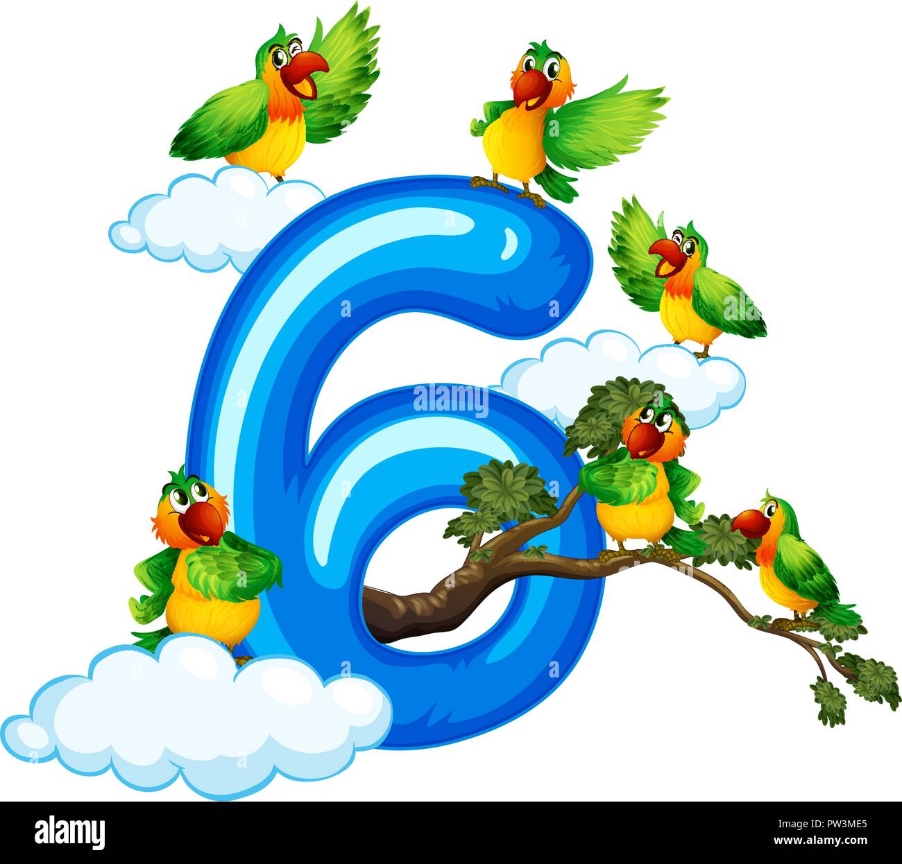 Six bird on sky illustration Stock Vector Image & Art - Alamy