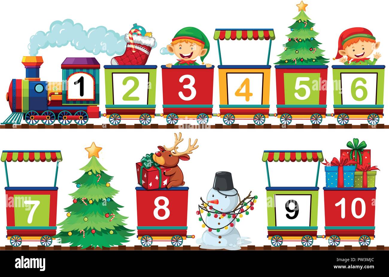 Set of christmas number on train illustration Stock Vector Image & Art ...