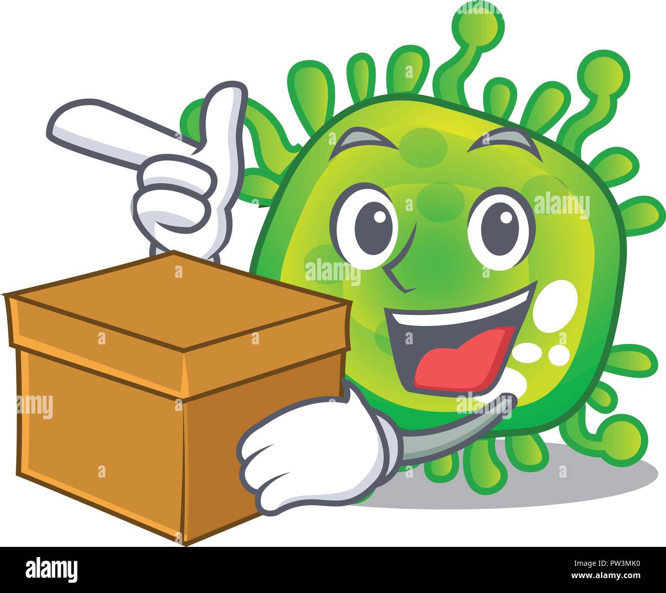 With box cartoon microba virus bacteria in body Stock Vector Image ...