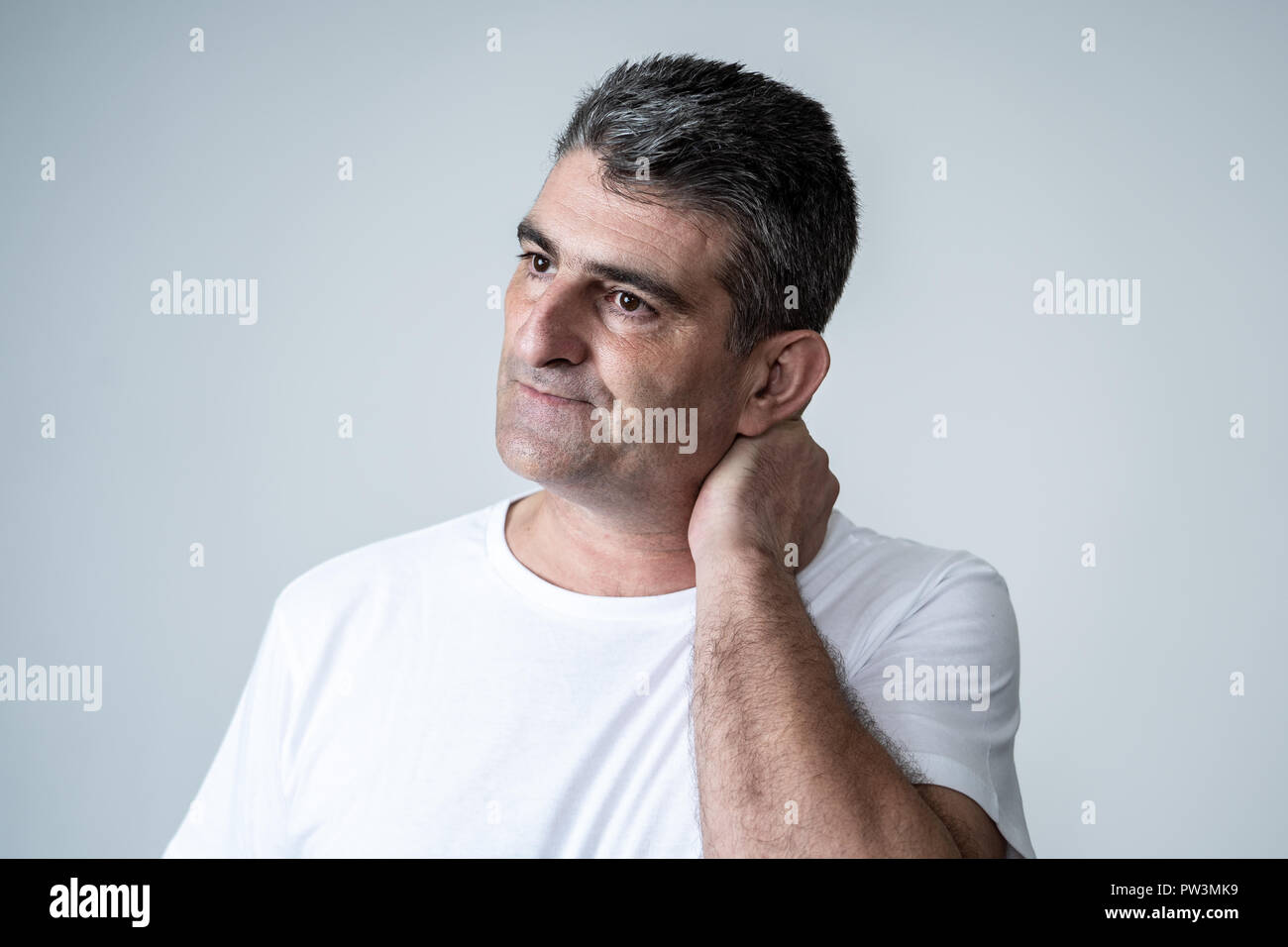 Portrait of an attractive man sad an depressed suffering depression ...