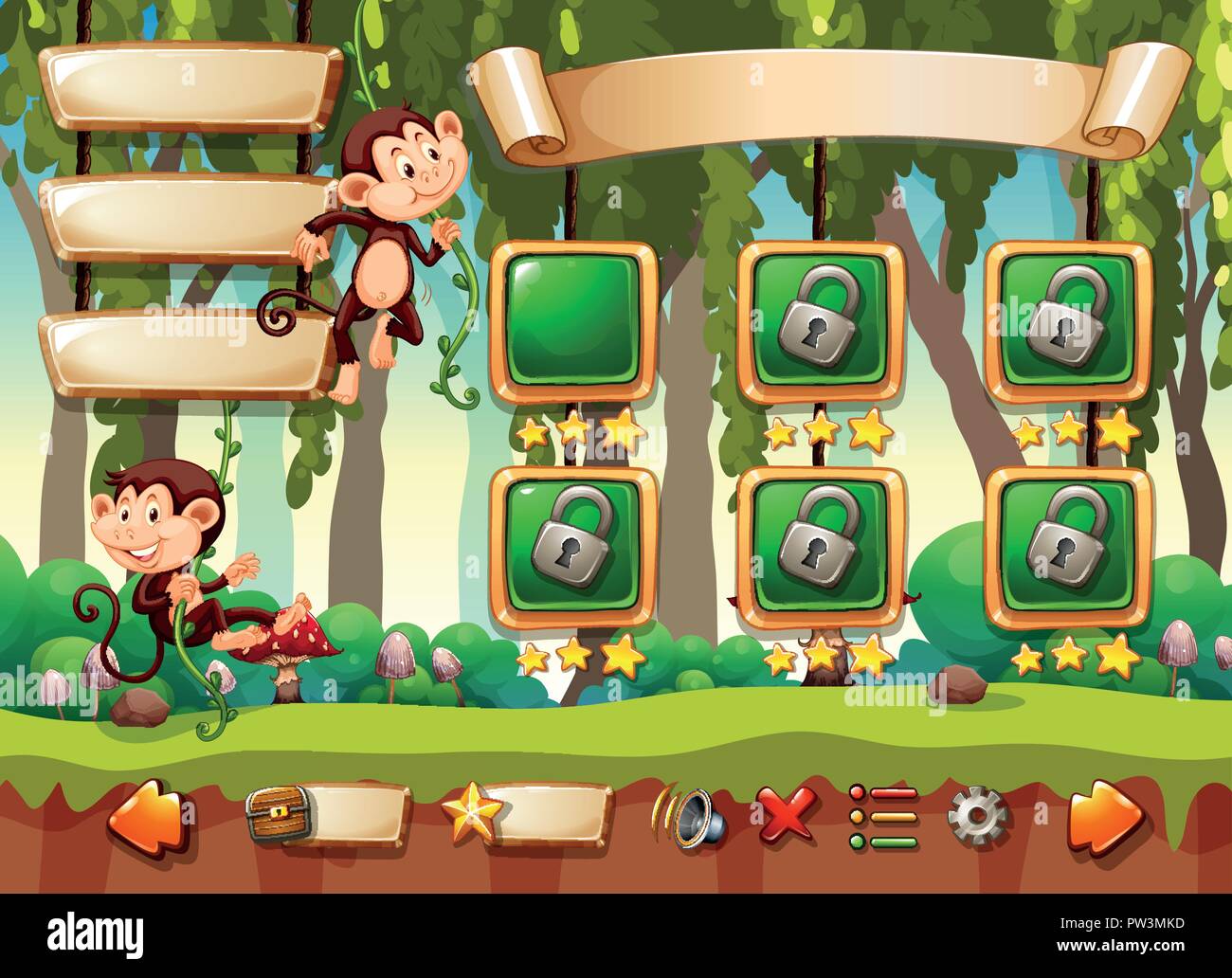Jungle monkey game template illustration Stock Vector Image & Art - Alamy