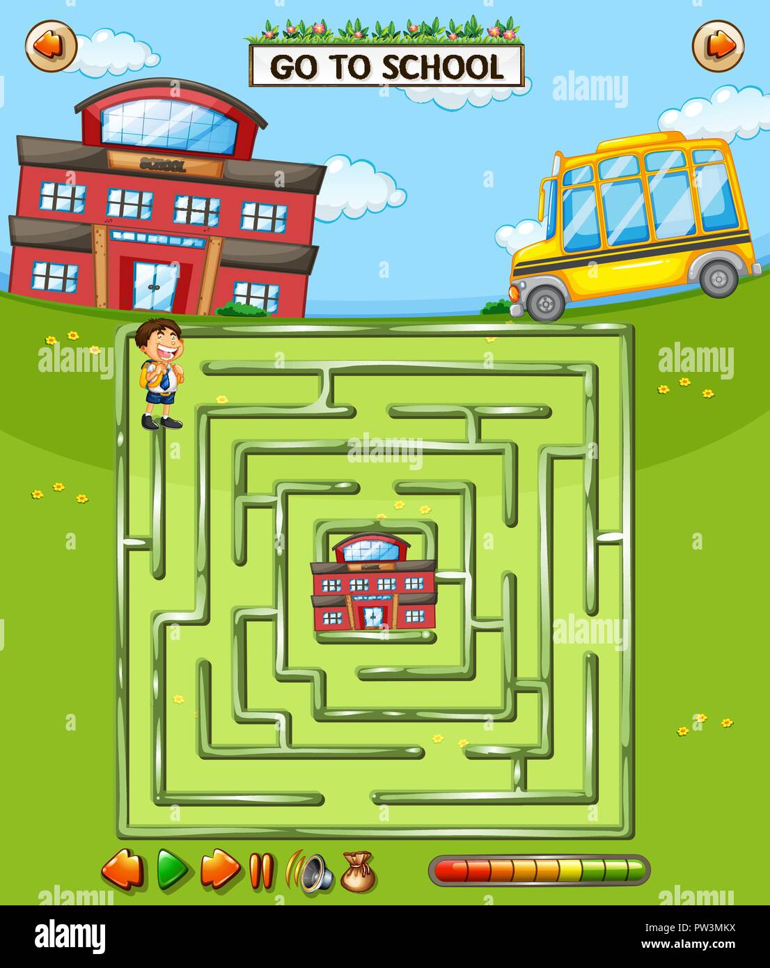Kids school maze game illustration Stock Vector Image & Art - Alamy