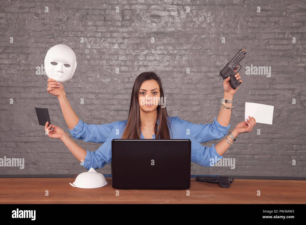 young mafia woman presents her work workshop, concept Stock Photo - Alamy