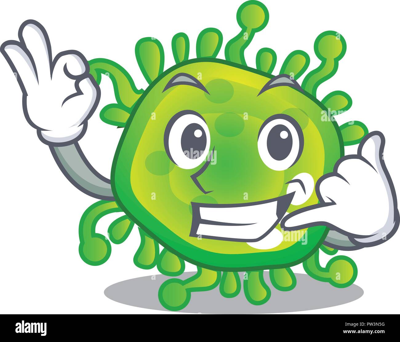 Call me virus cells bacteria microbe isolated mascot Stock Vector Image ...