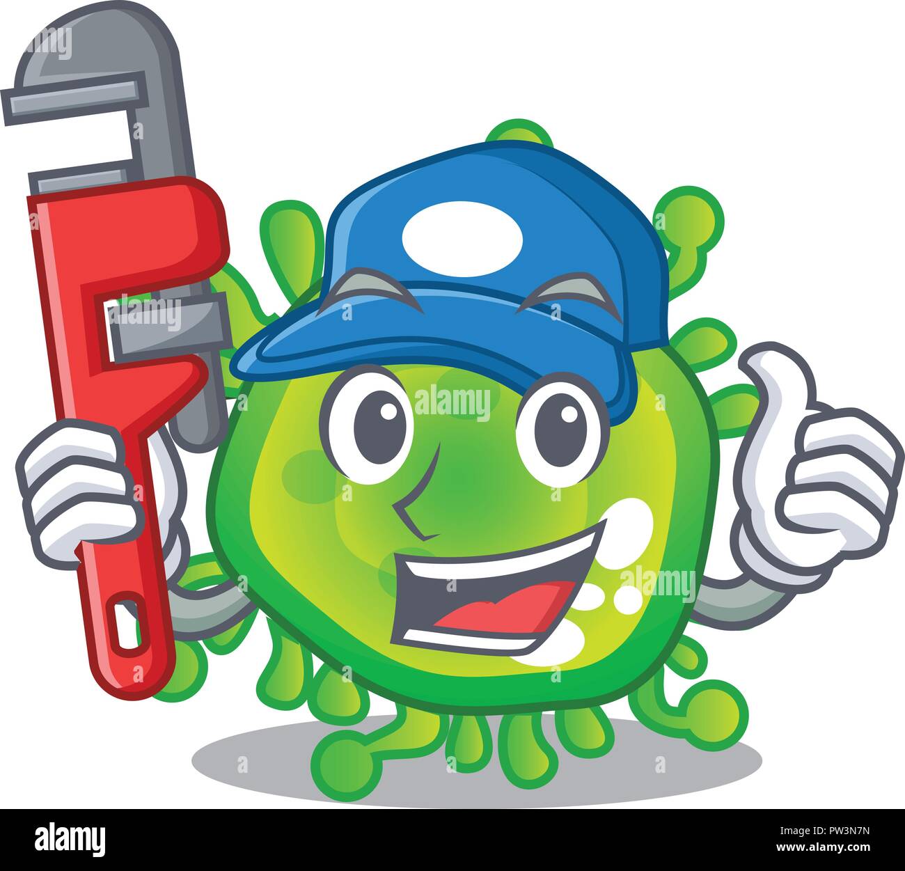 Plumber virus cells bacteria microbe isolated mascot Stock Vector Image ...