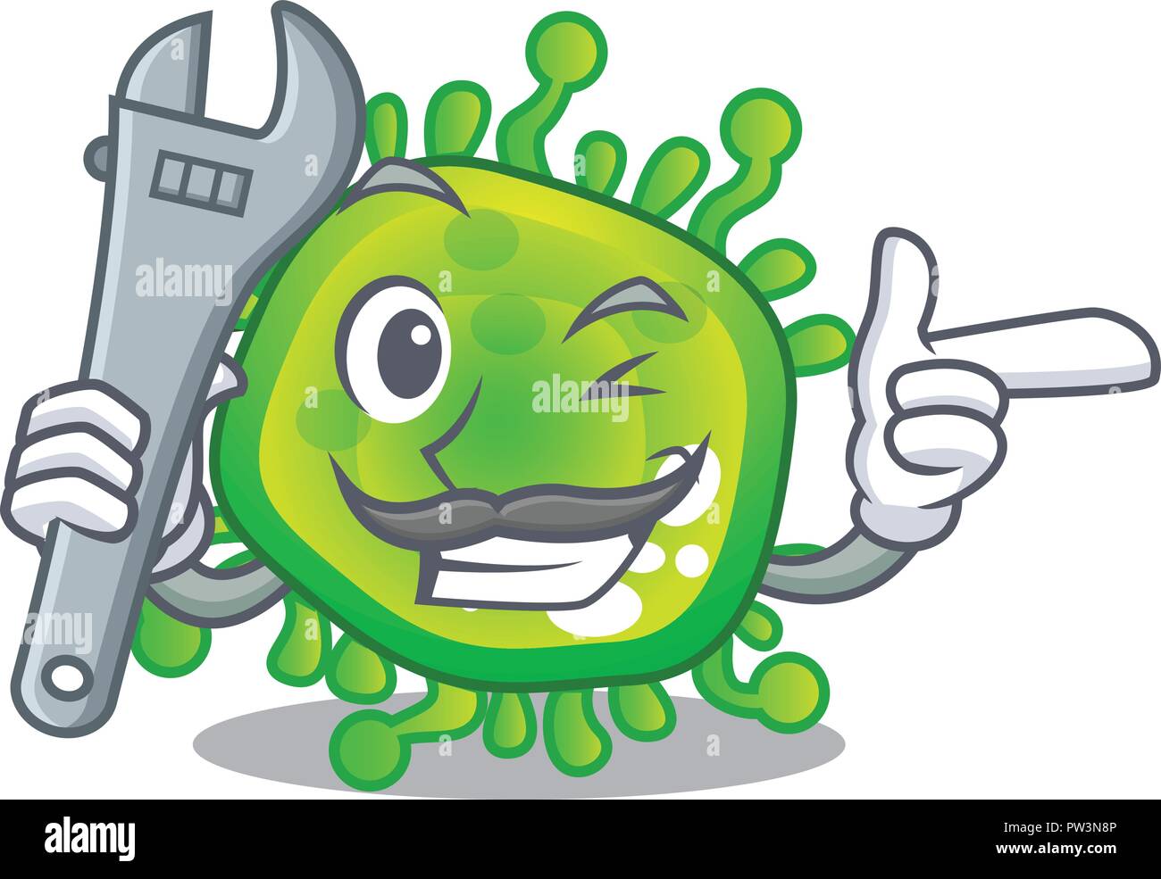 Mechanic virus cells bacteria microbe isolated mascot Stock Vector ...