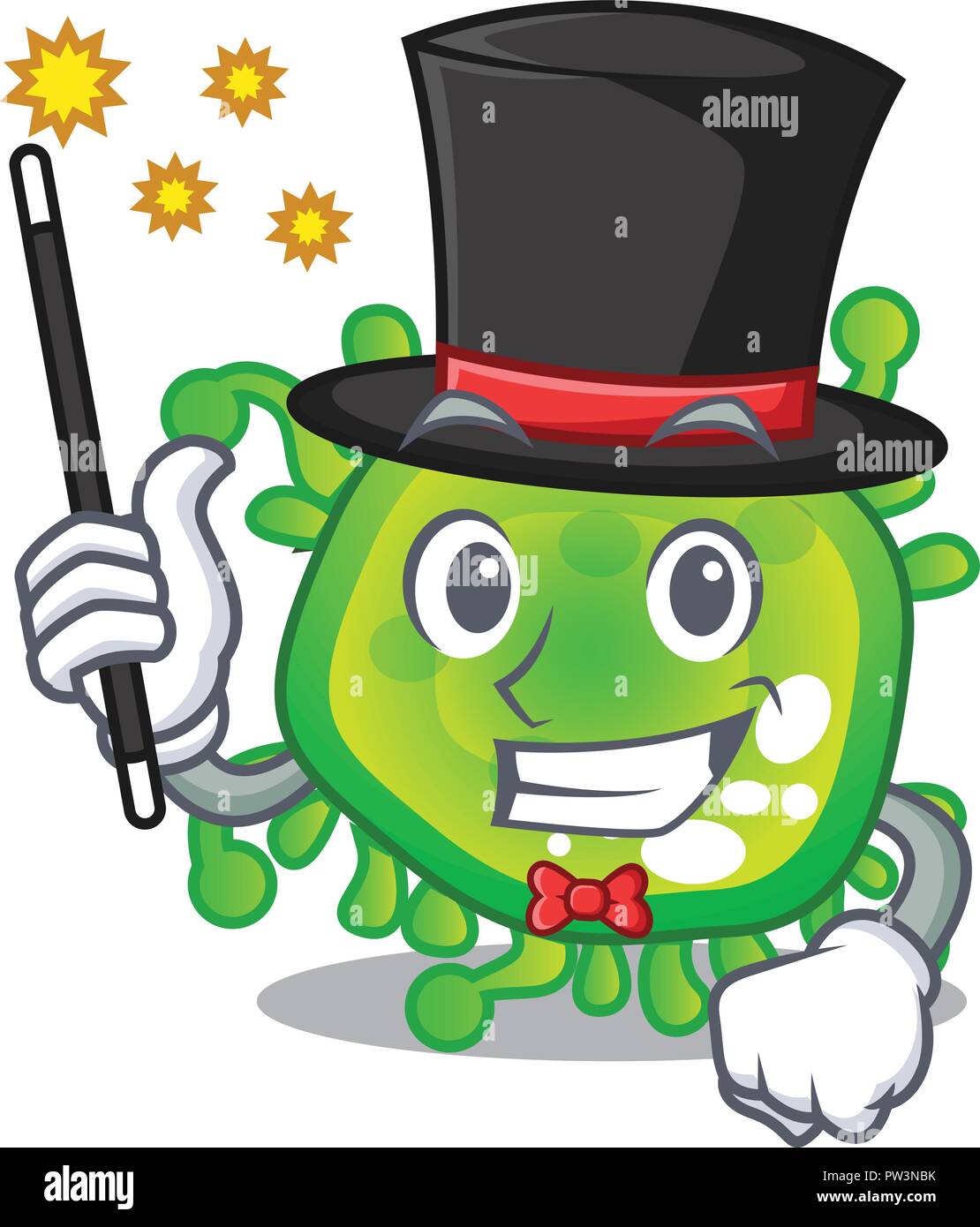 Magician virus cells bacteria microbe isolated mascot Stock Vector ...