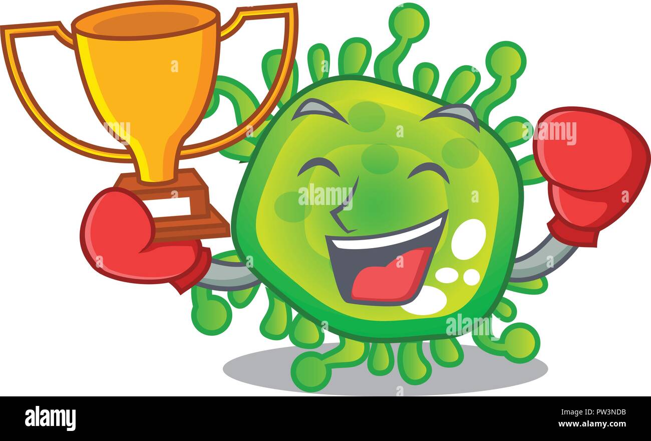 Boxing winner virus cells bacteria microbe isolated mascot Stock Vector ...