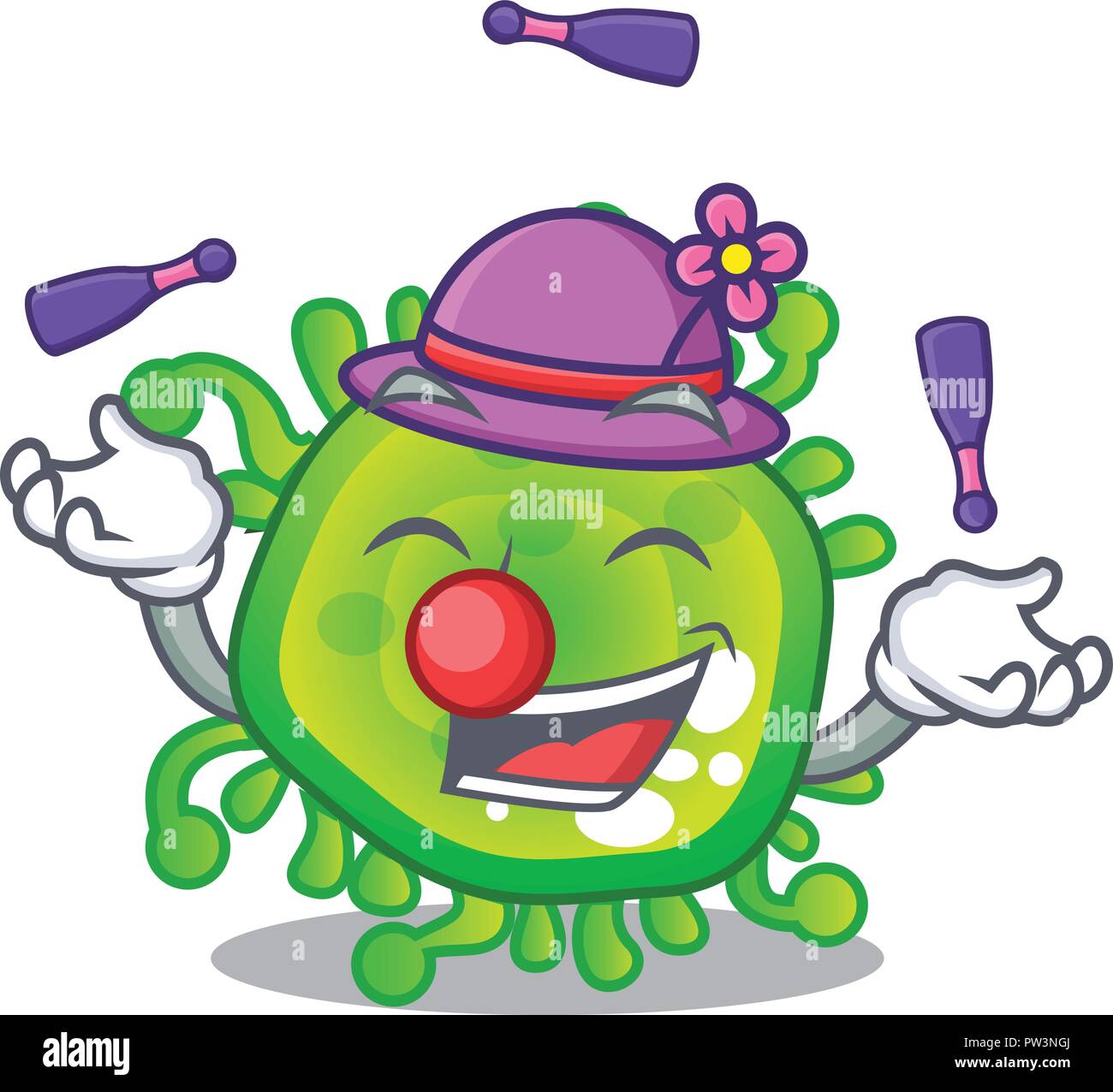 Juggling virus cells bacteria microbe isolated mascot Stock Vector ...