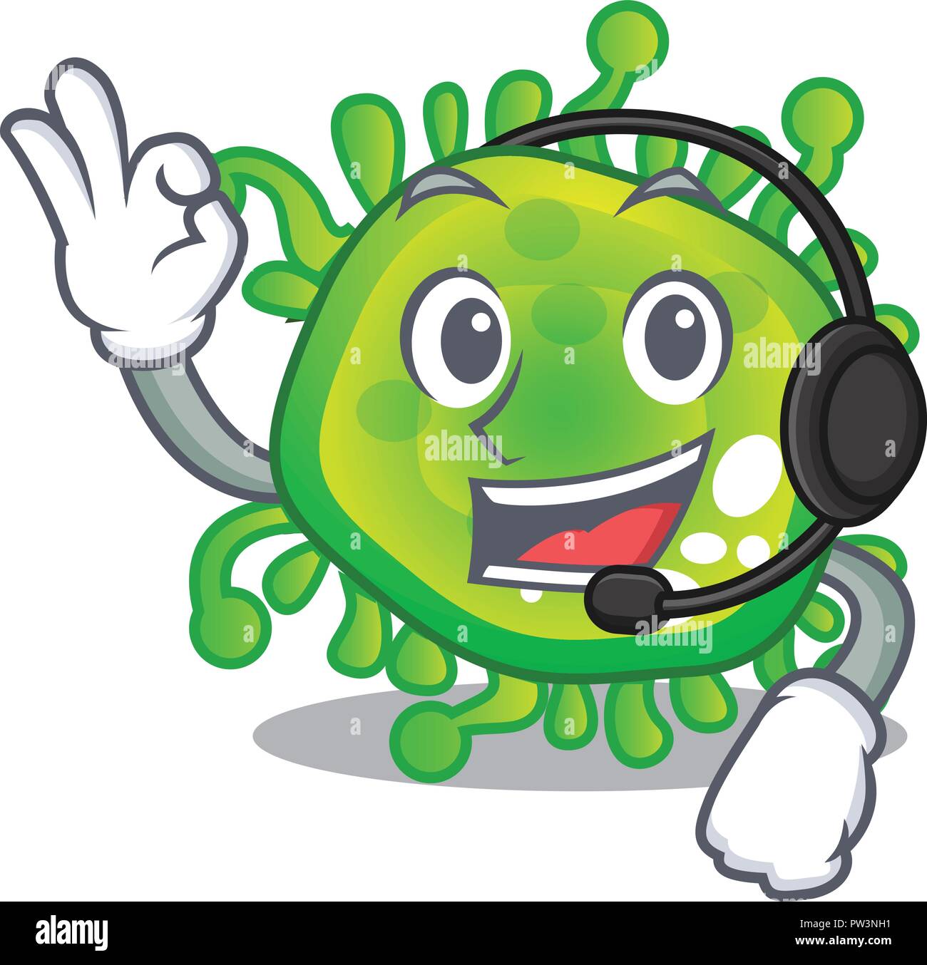 With headphone virus cells bacteria microbe isolated mascot Stock ...