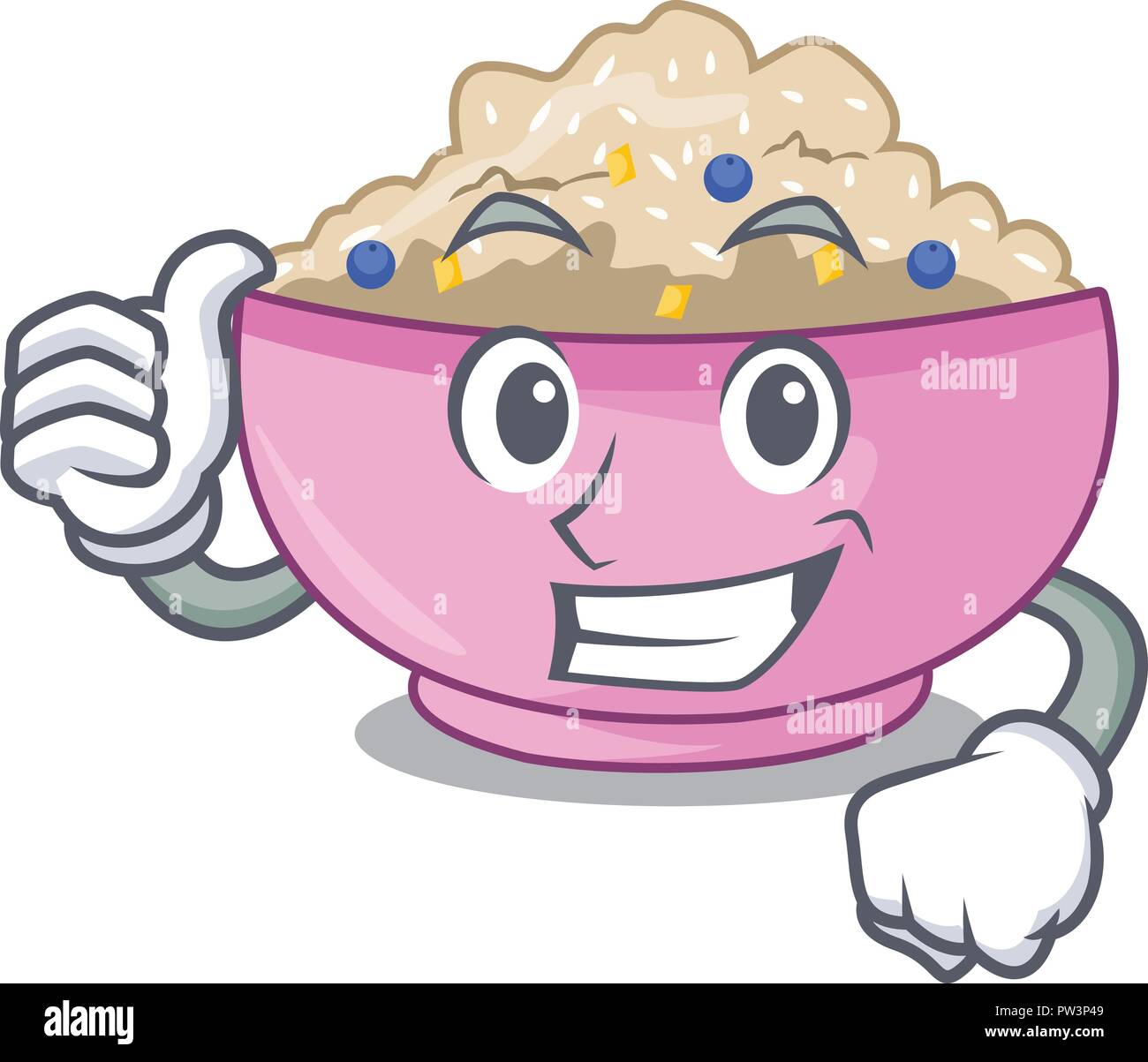 Thumbs up traditional porridge rice in bowl cartoon Stock Vector Image ...