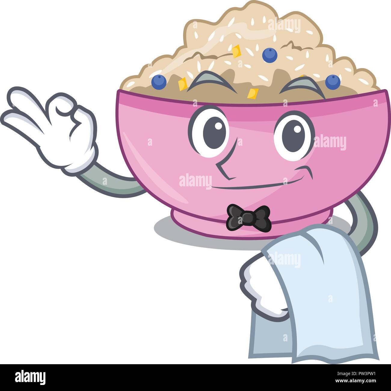 Waiter porridge breakfast in cartoon dining table Stock Vector Image ...