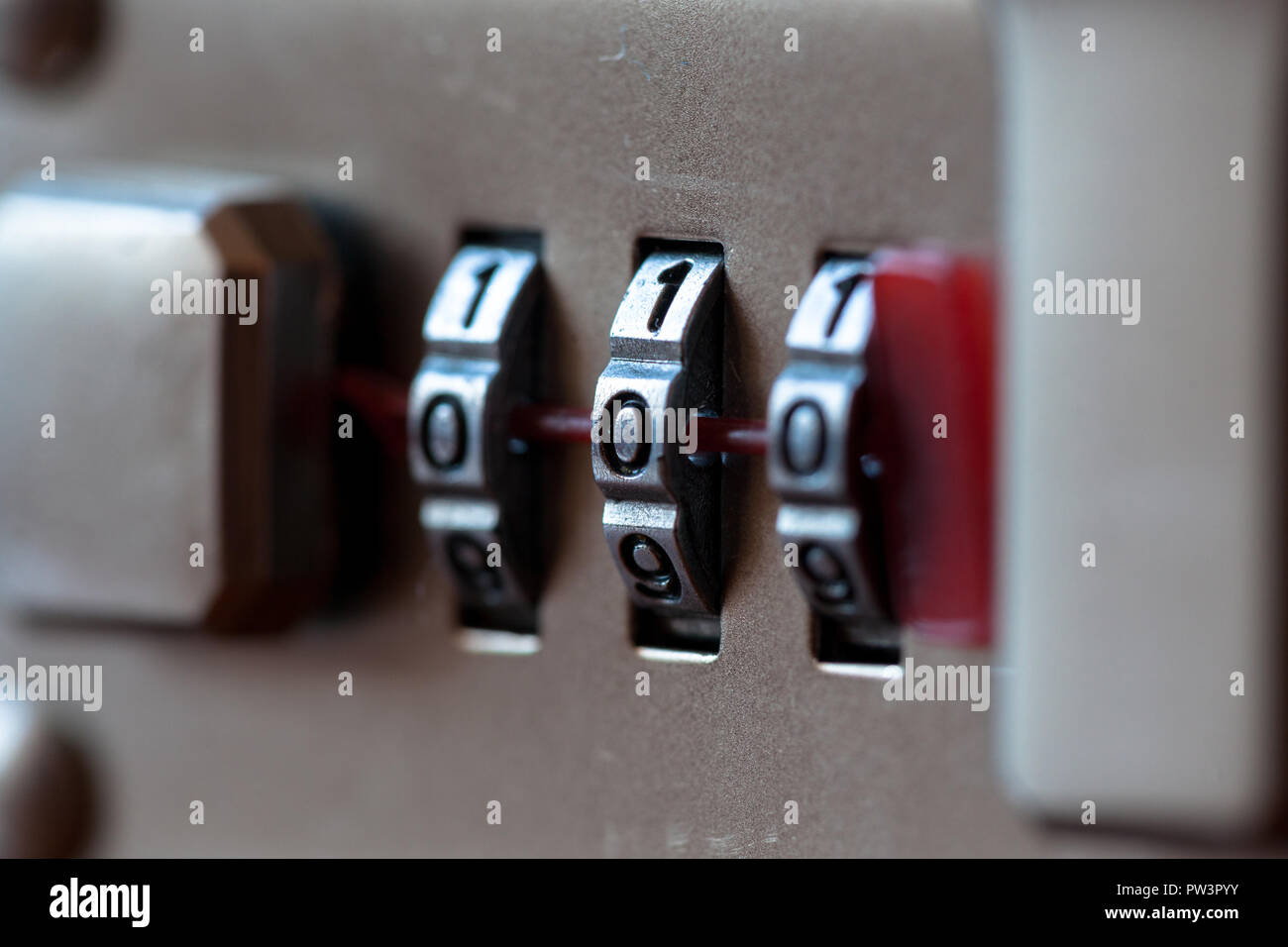 Combination padlock close up with chrome numbers. Mechanical ...