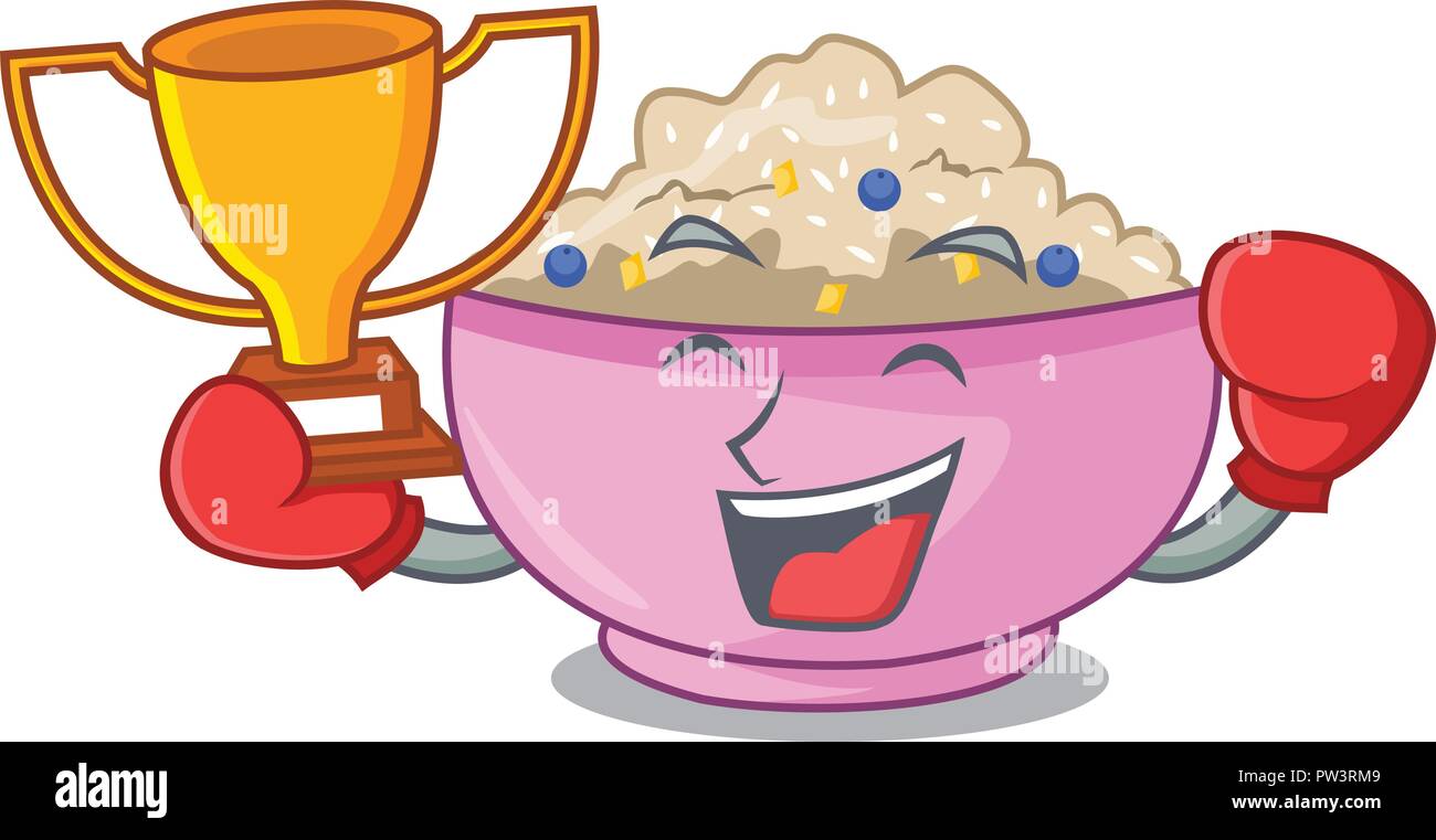 Boxing winner cooked whole porridge oats in cartoon pan Stock Vector ...