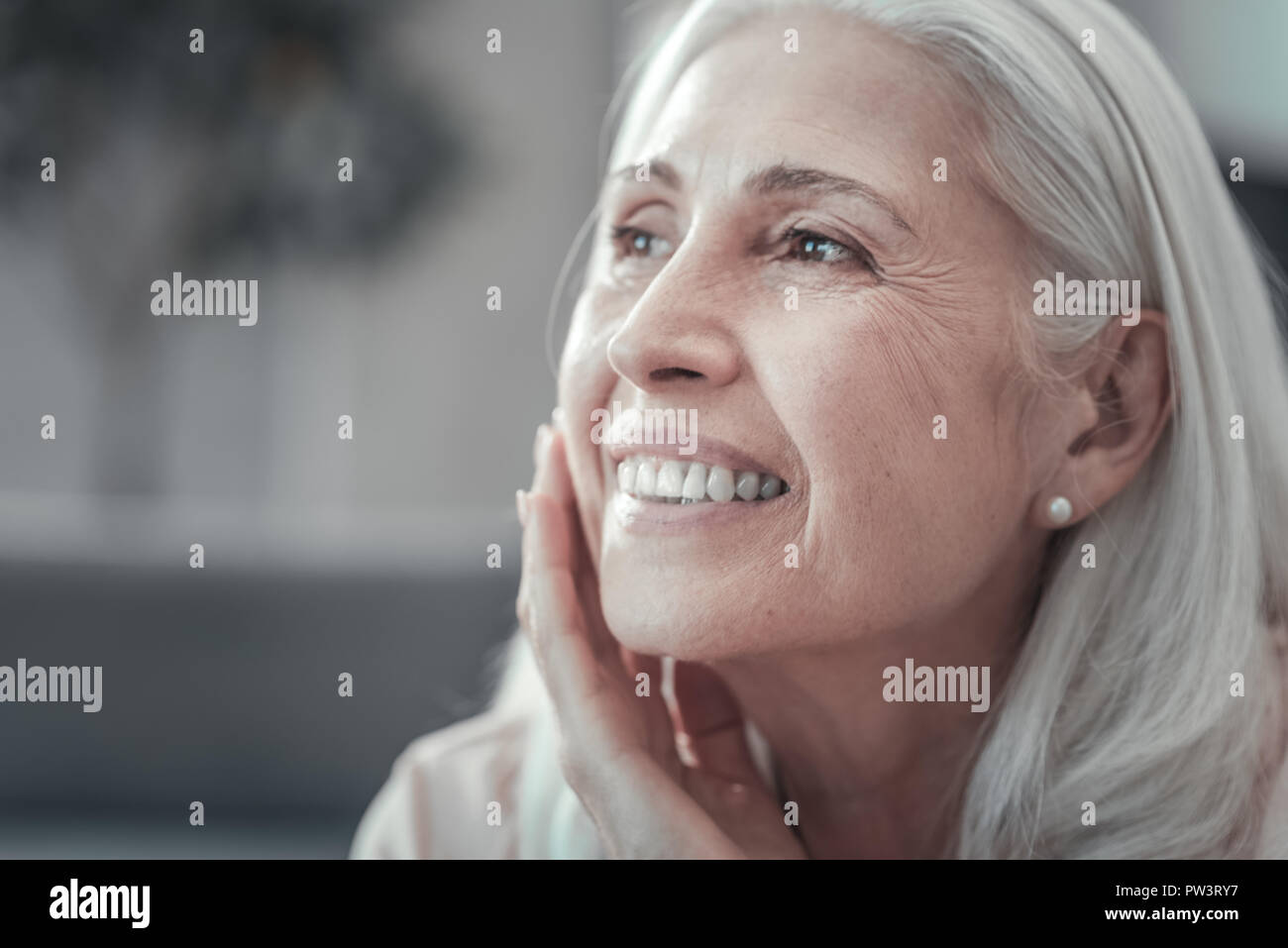 Portrait of a nice positive woman Stock Photo - Alamy
