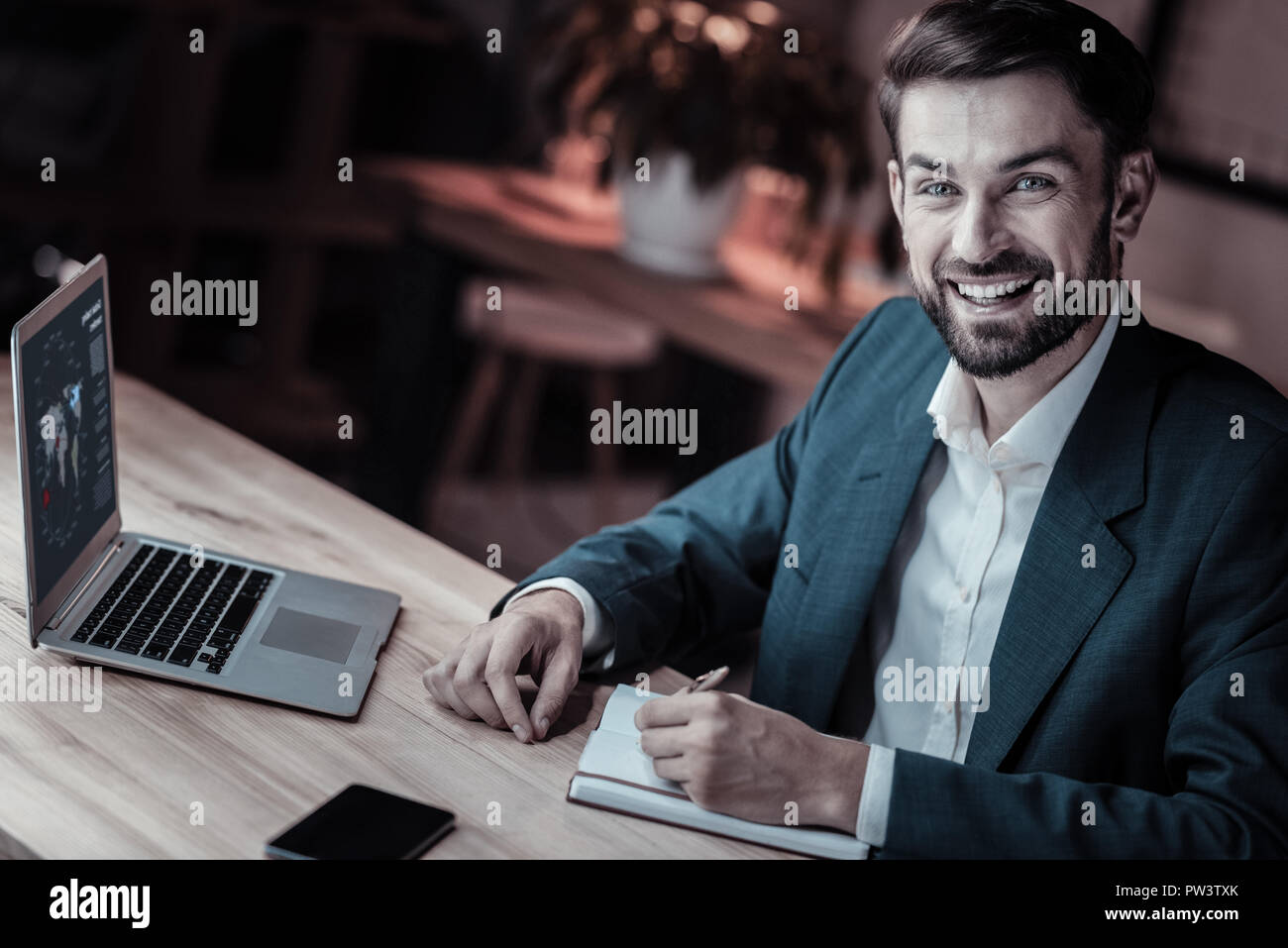 Happy male person posing on camera Stock Photo - Alamy