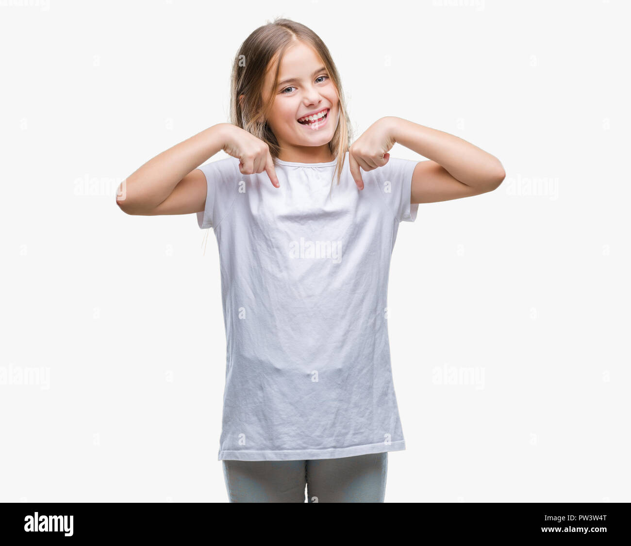 Young beautiful girl over isolated background looking confident with ...