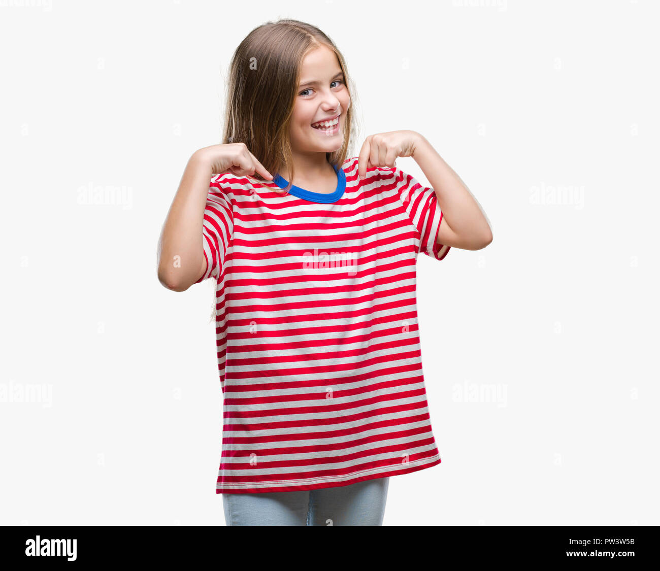 Young beautiful girl over isolated background looking confident with ...