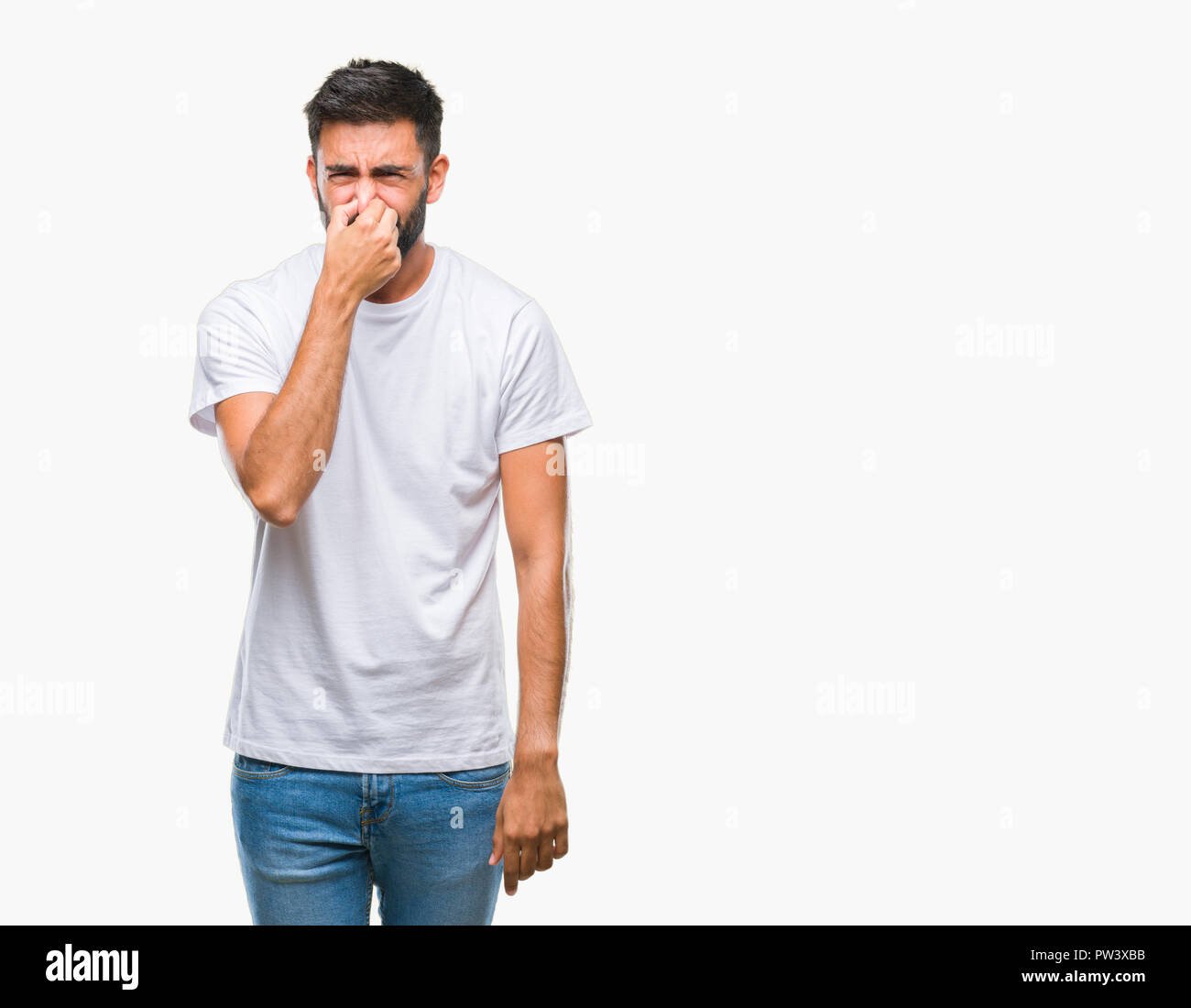 Man hand over nose Cut Out Stock Images & Pictures - Alamy