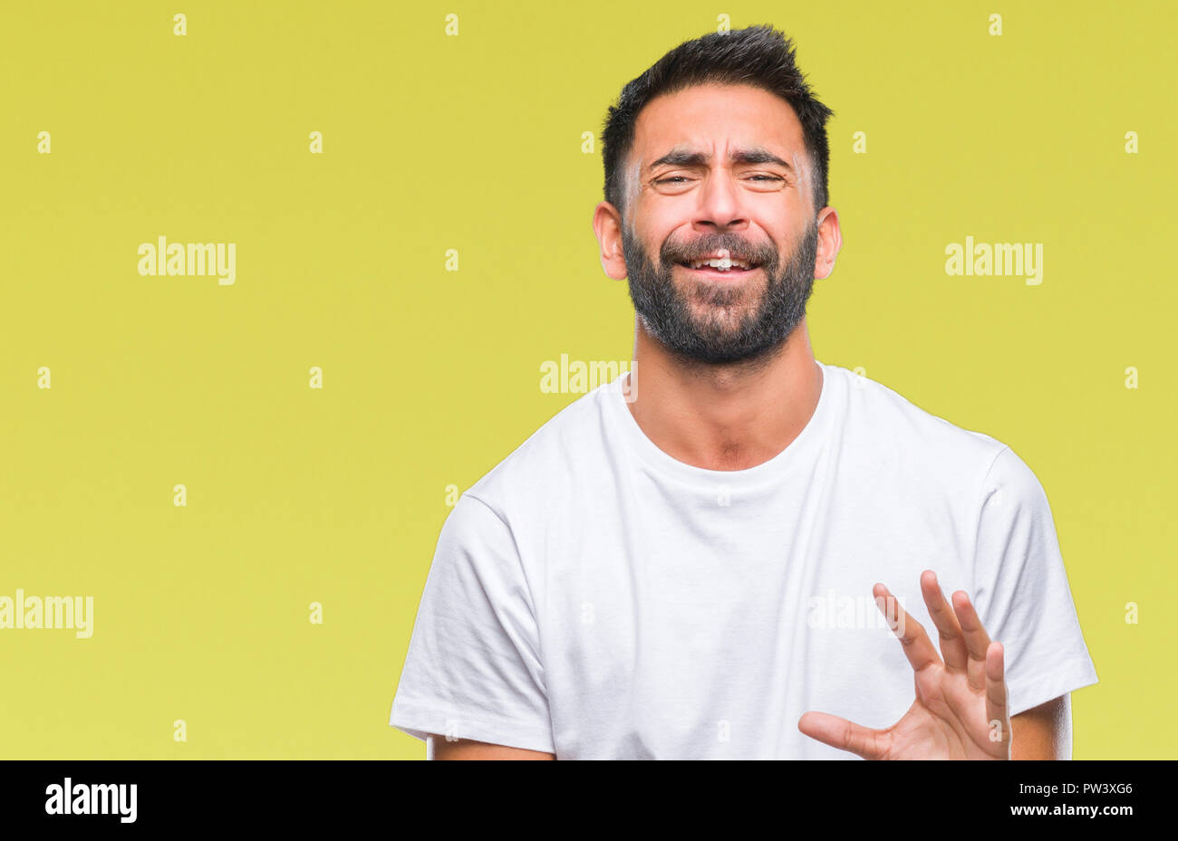 Adult hispanic man over isolated background disgusted expression ...