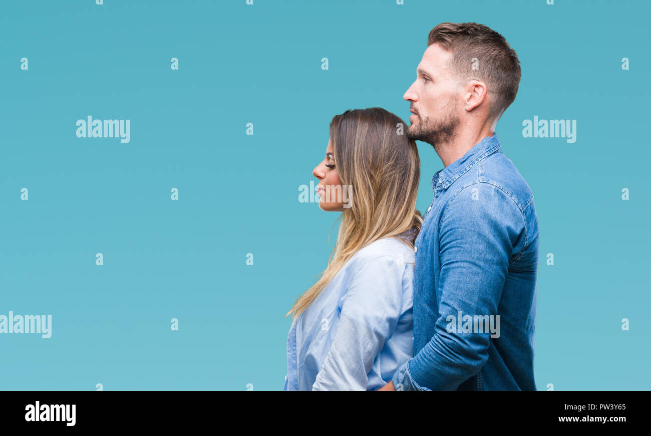 Side view couple silhouette together hi-res stock photography and ...