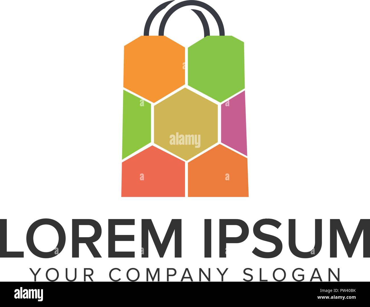 shopping bag logo design concept template. fully editable vector Stock ...