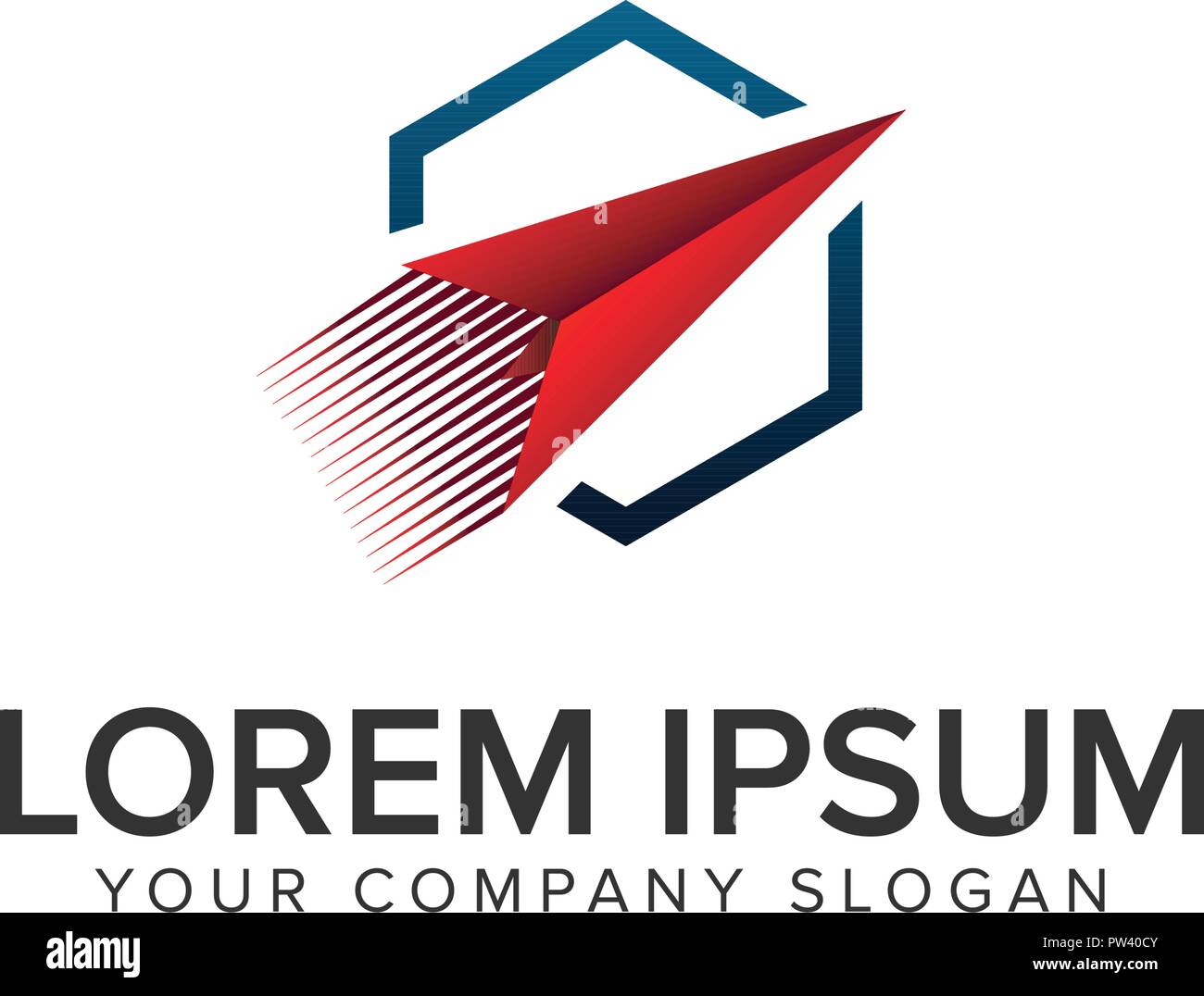 paper airplane logo. travel logo design concept template. fully ...