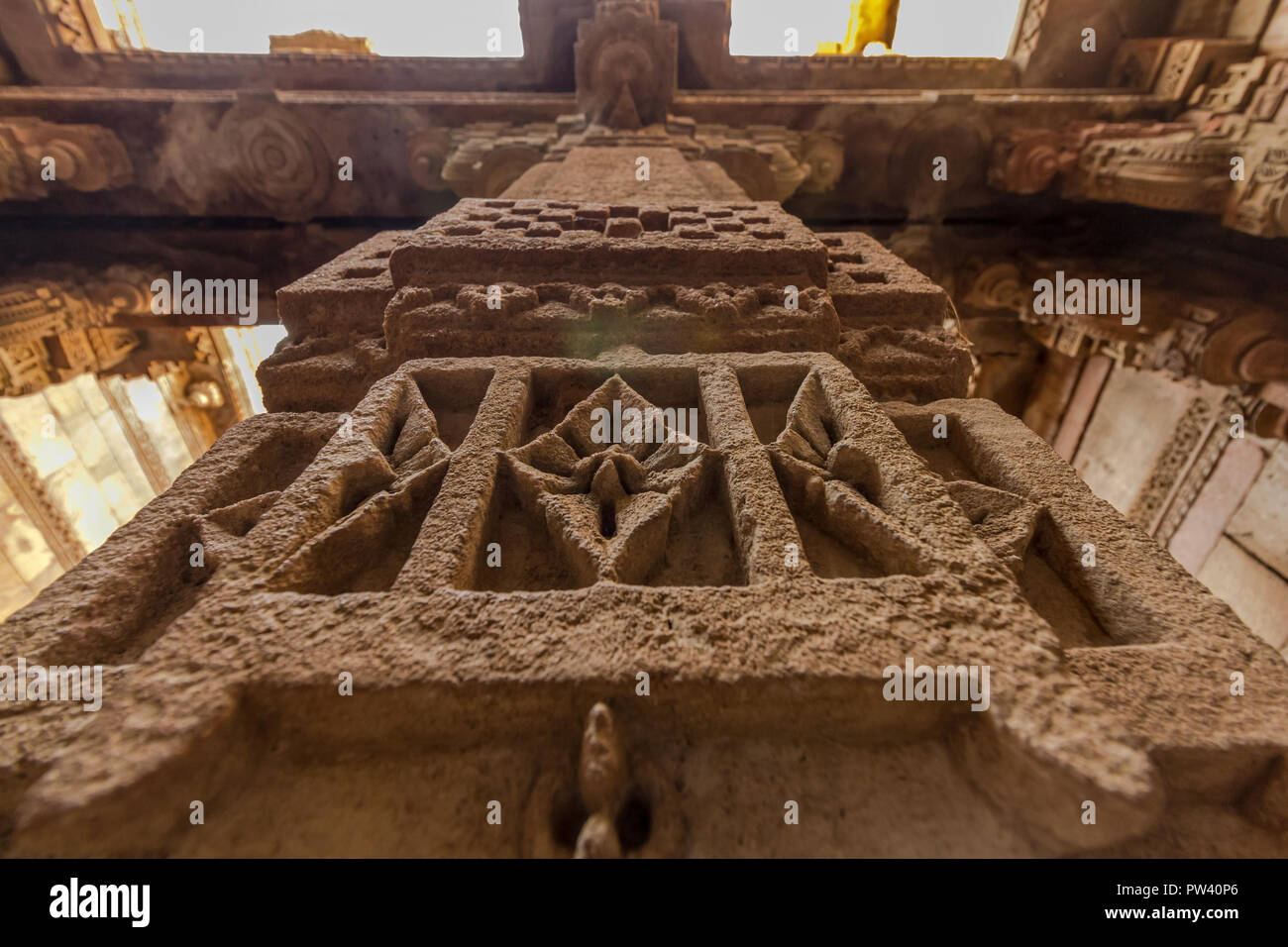 Architectural details of Adalaj step well in Ahmadabad, Gujarat Stock ...