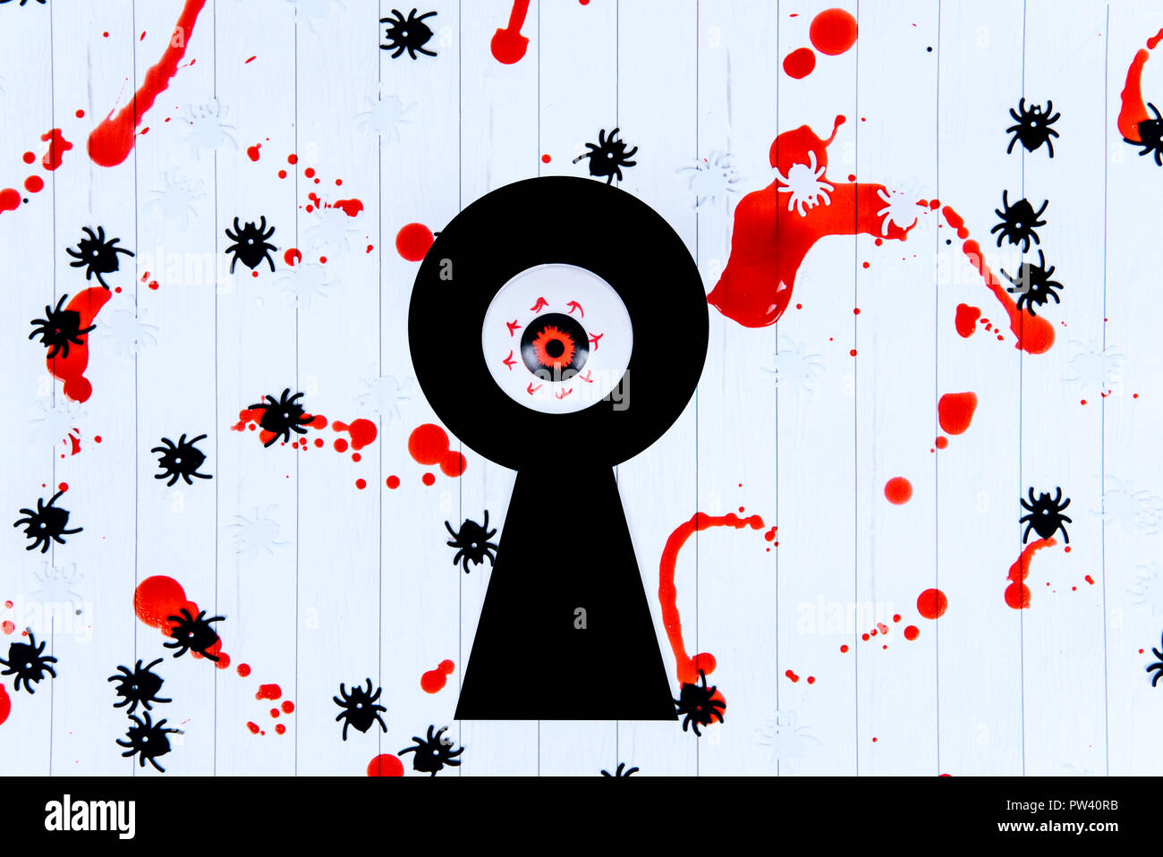 Spiders on a white background covered with blood, Halloween Stock Photo ...