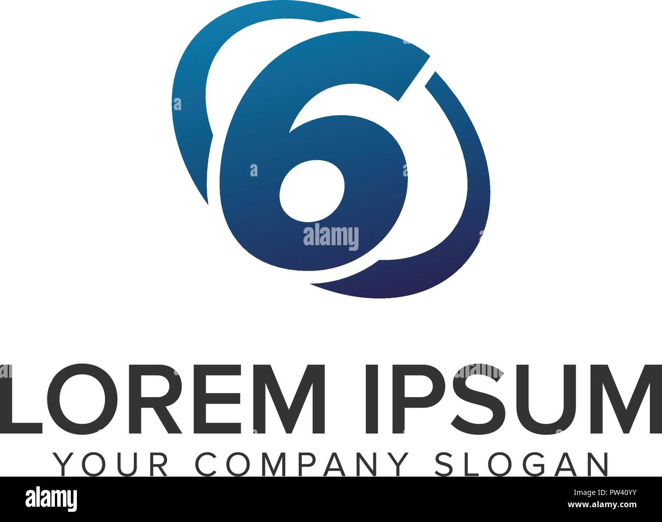 Creative modern Number 6 Logo design concept template . fully editable ...