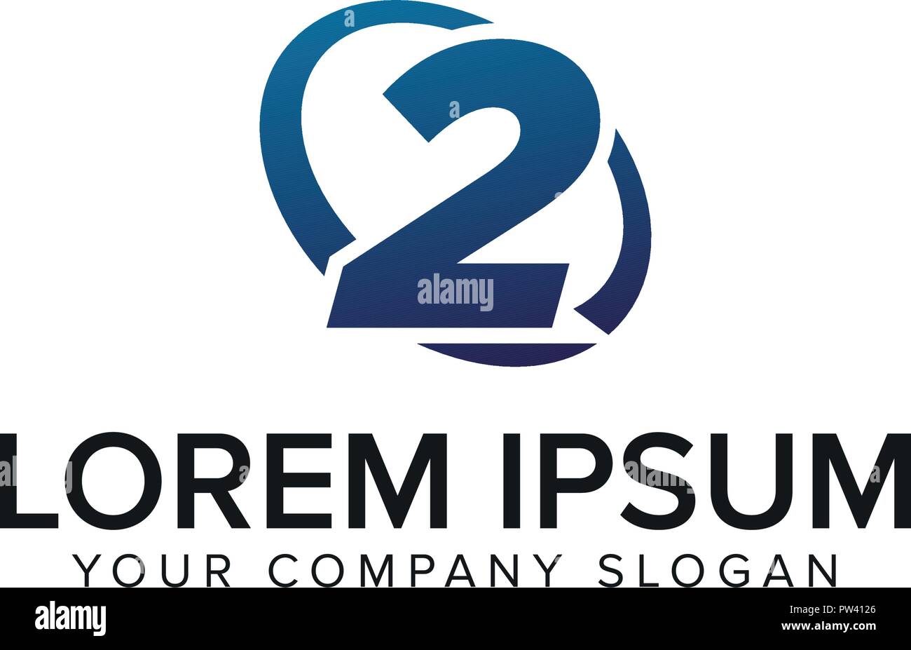 Creative modern Number 2 Logo design concept template . fully editable ...
