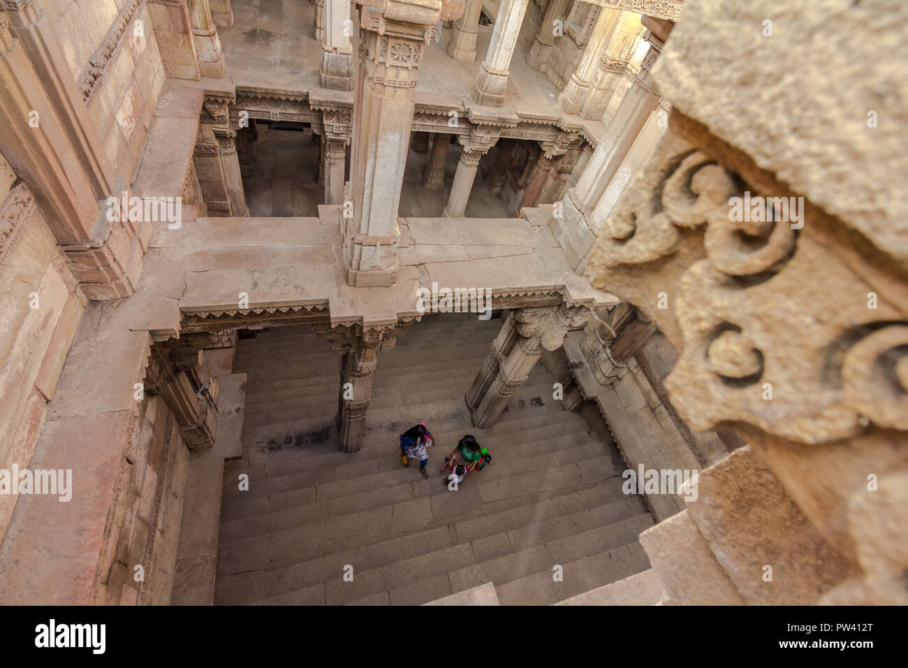 Architectural details of Adalaj step well in Ahmadabad, Gujarat Stock ...