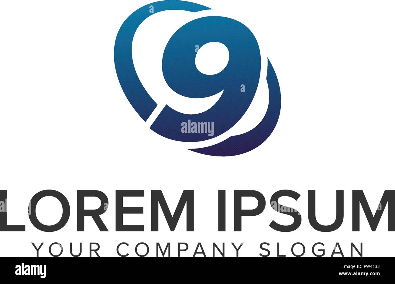 Creative modern Number 9 Logo design concept template . fully editable ...