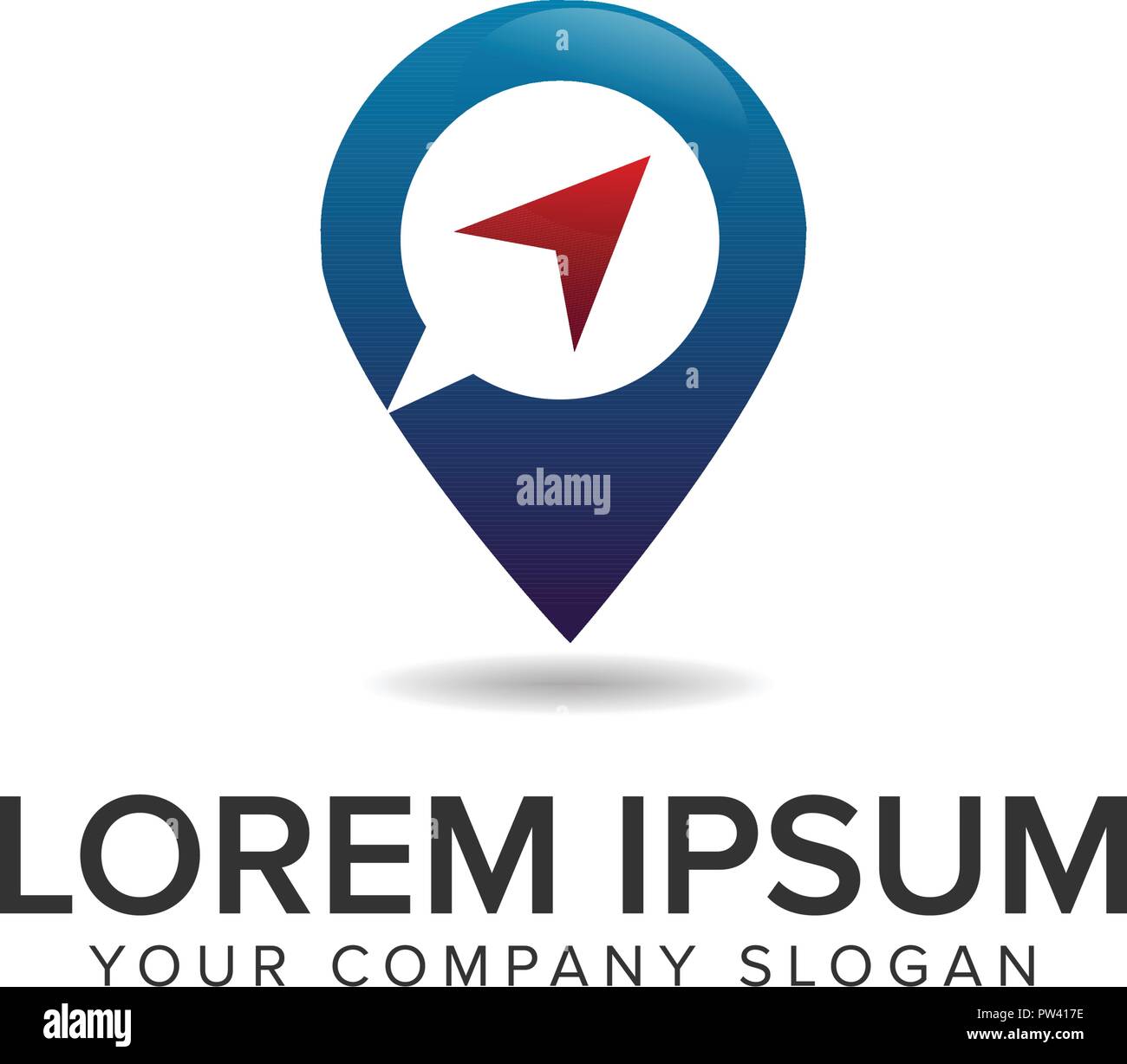 map pointer with arrow gps logo design concept template. fully editable ...