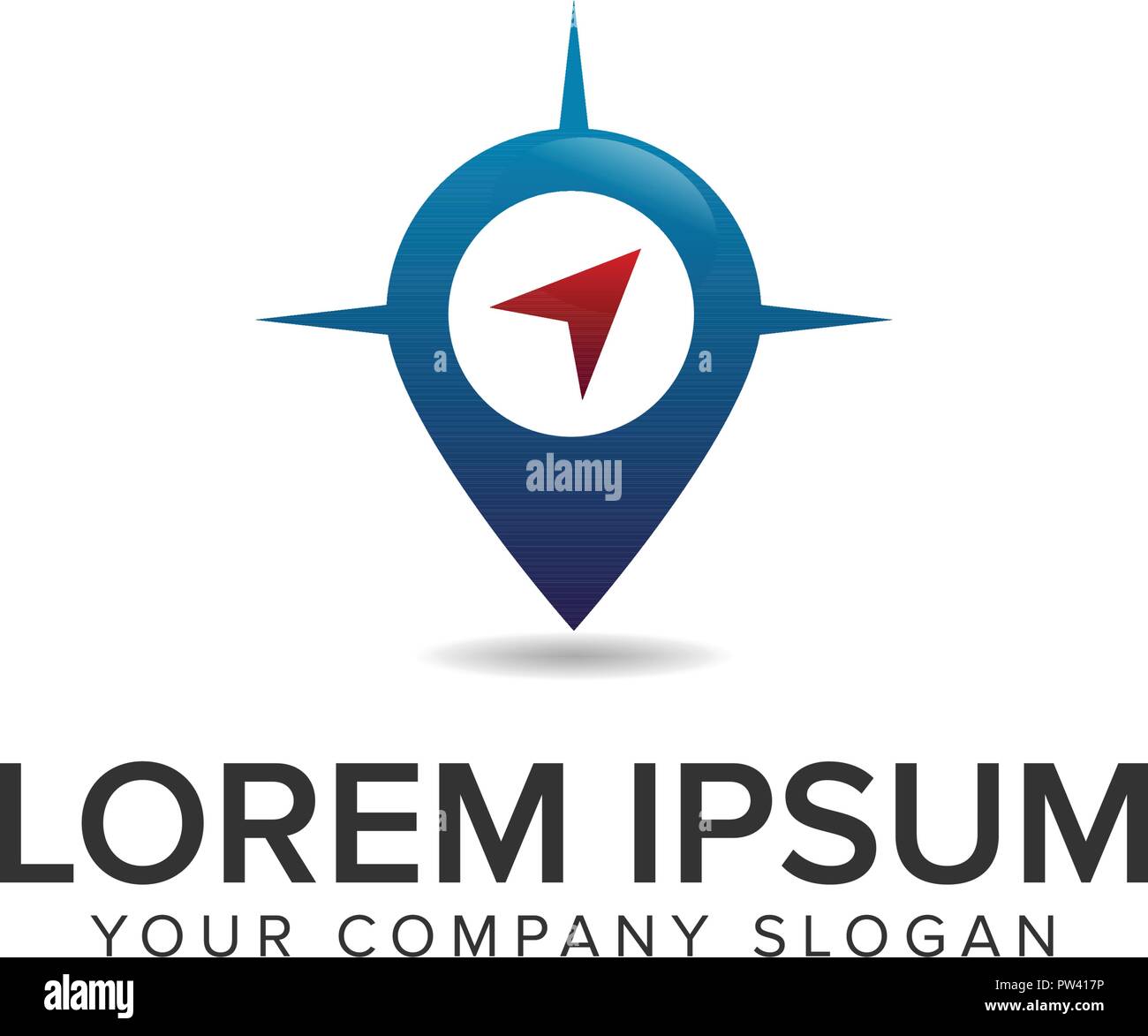 map pointer with arrow gps compass logo design concept template. fully ...