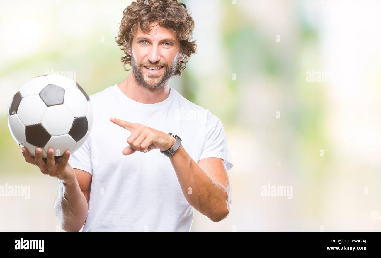 Sport football player pointing mouth open High Resolution Stock ...