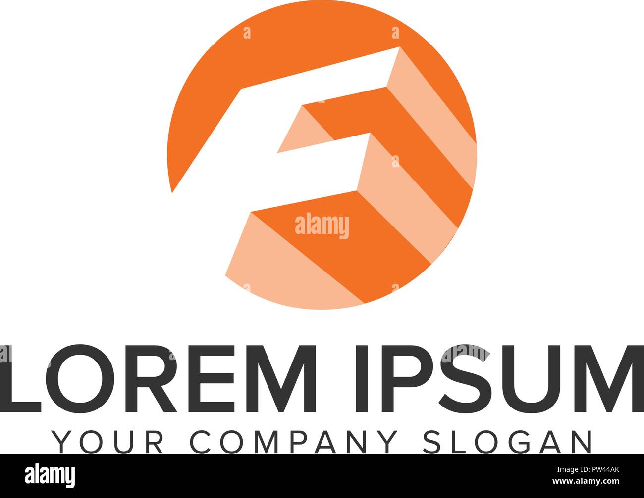 letter F circle shadow logo. negative space design concept template ...