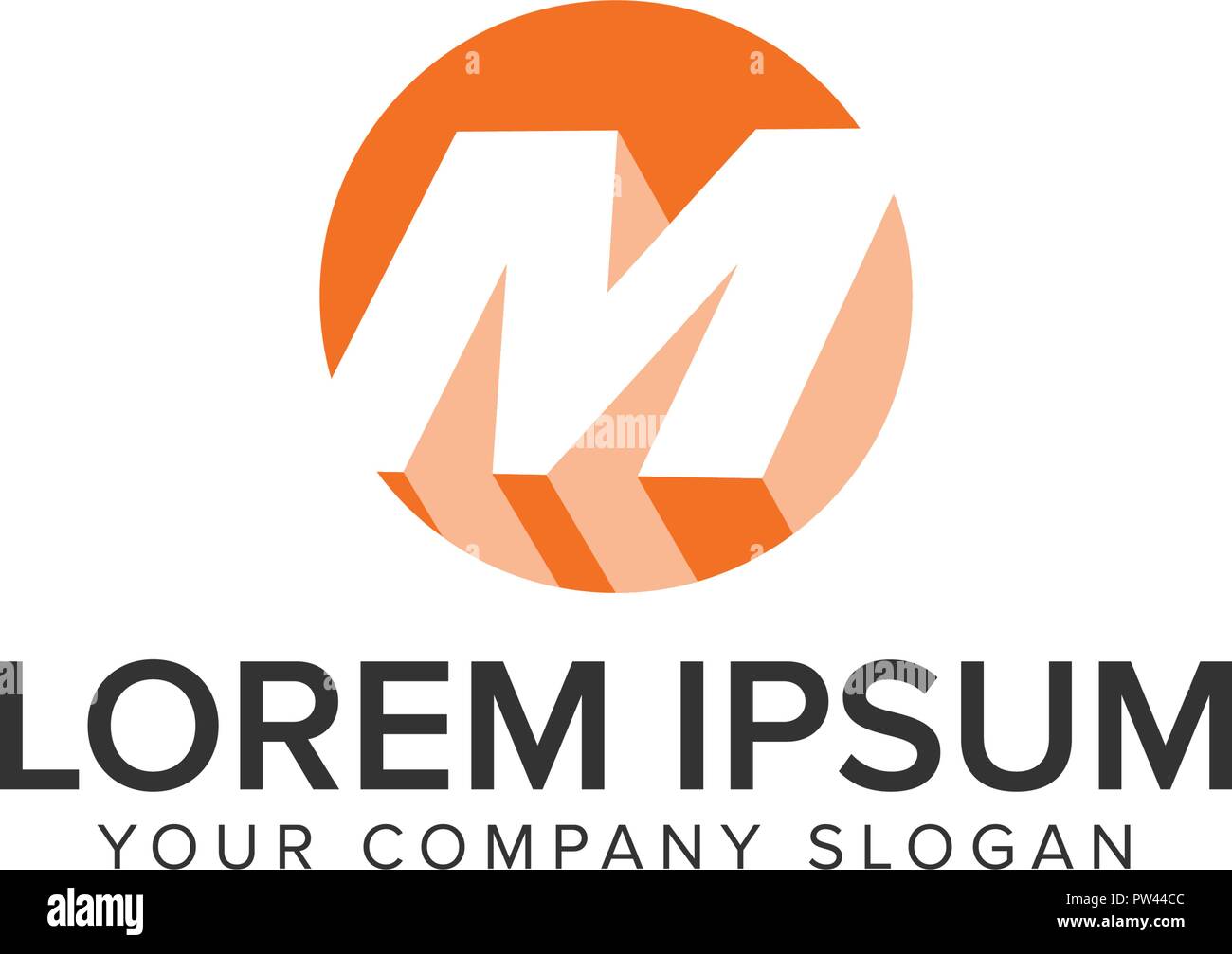 letter M circle shadow logo. negative space design concept template ...
