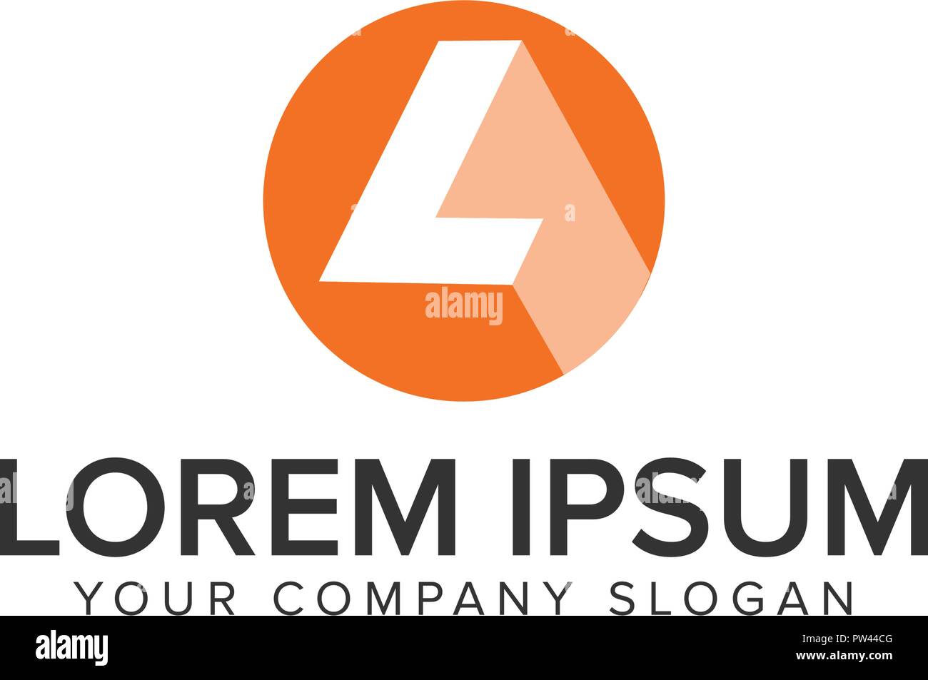 letter L circle shadow logo. negative space design concept template ...