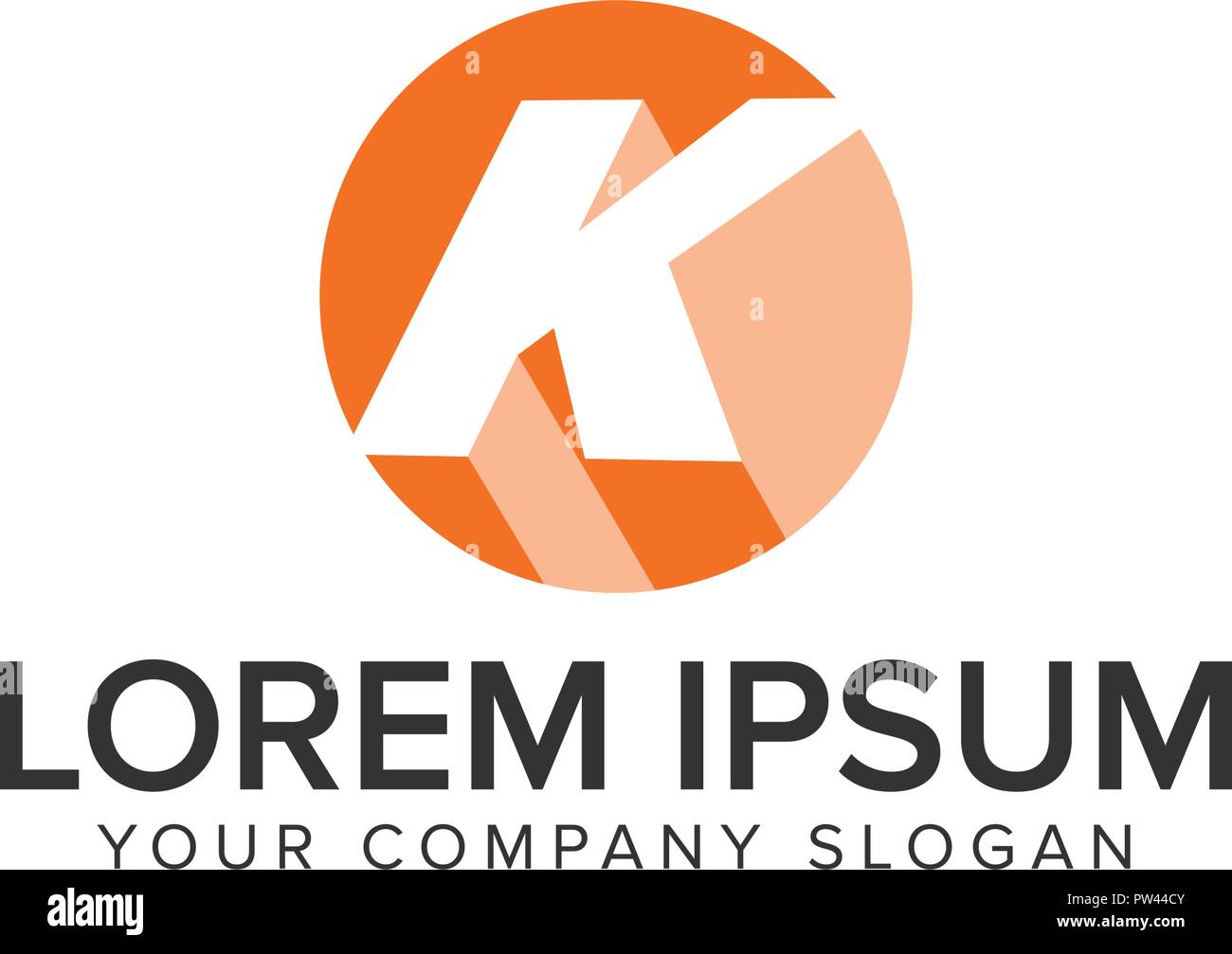 letter K circle shadow logo. negative space design concept template ...