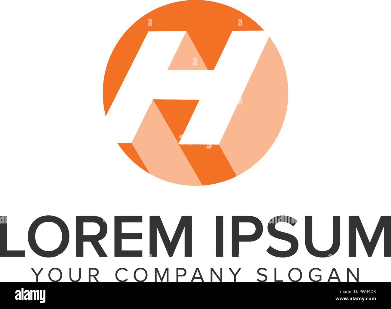 letter H circle shadow logo. negative space design concept template ...