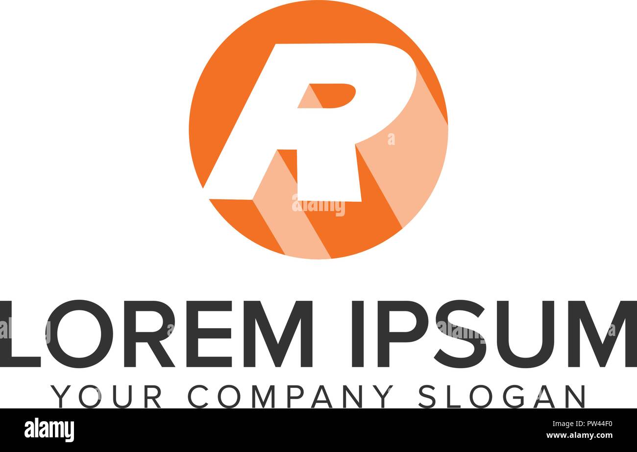 letter R circle shadow logo. negative space design concept template ...