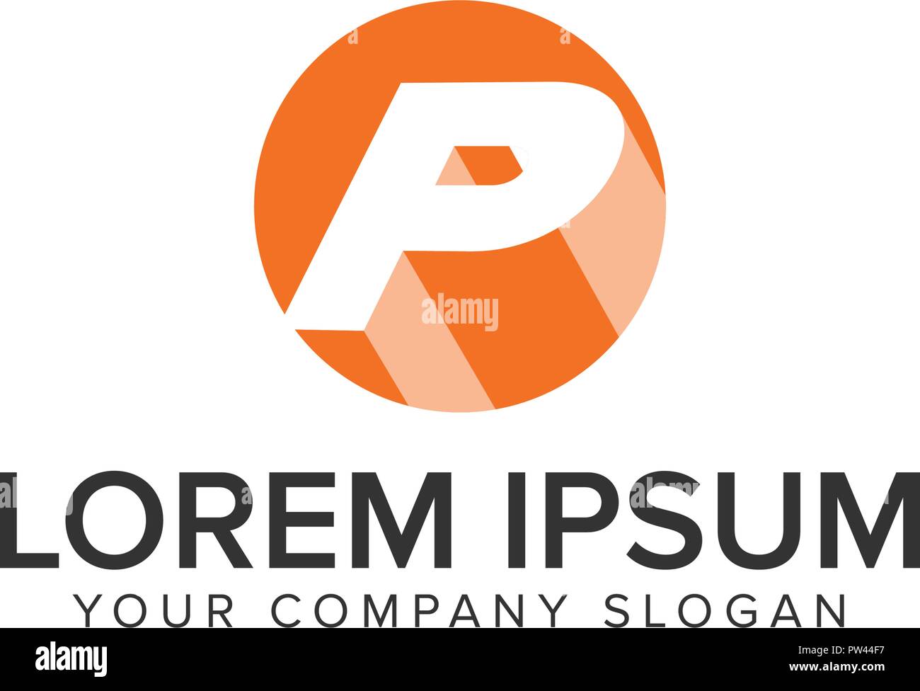letter P circle shadow logo. negative space design concept template ...
