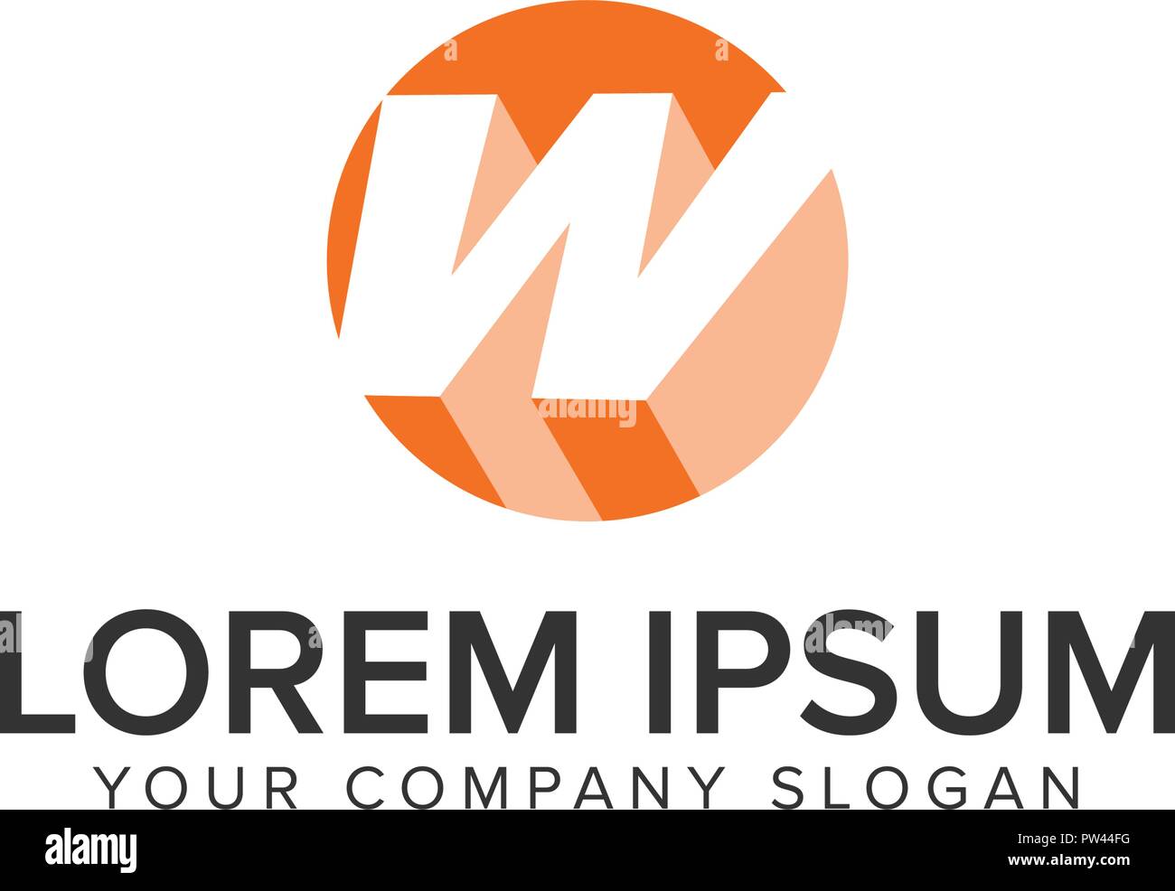 letter W circle shadow logo. negative space design concept template ...