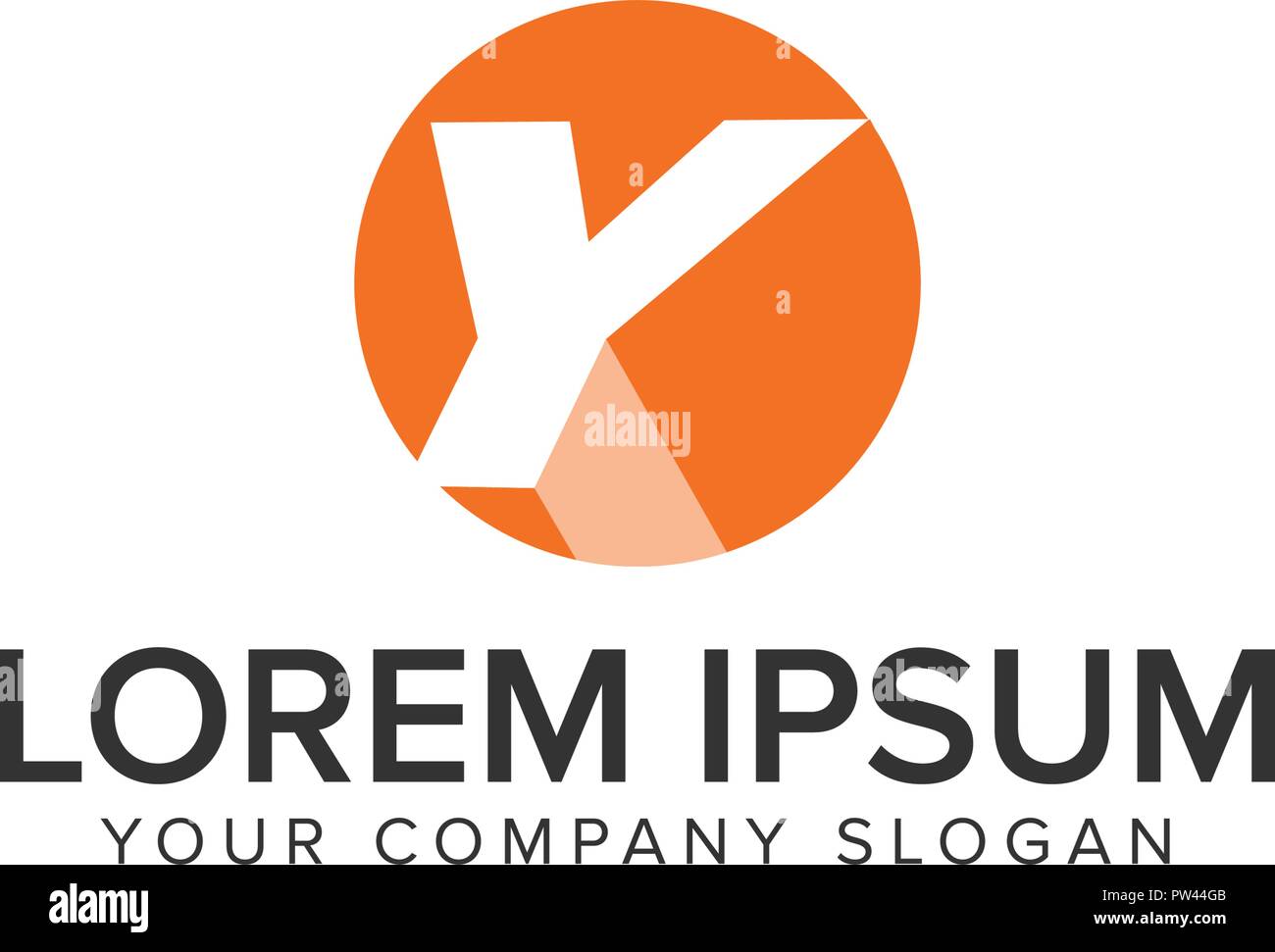 letter Y circle shadow logo. negative space design concept template ...