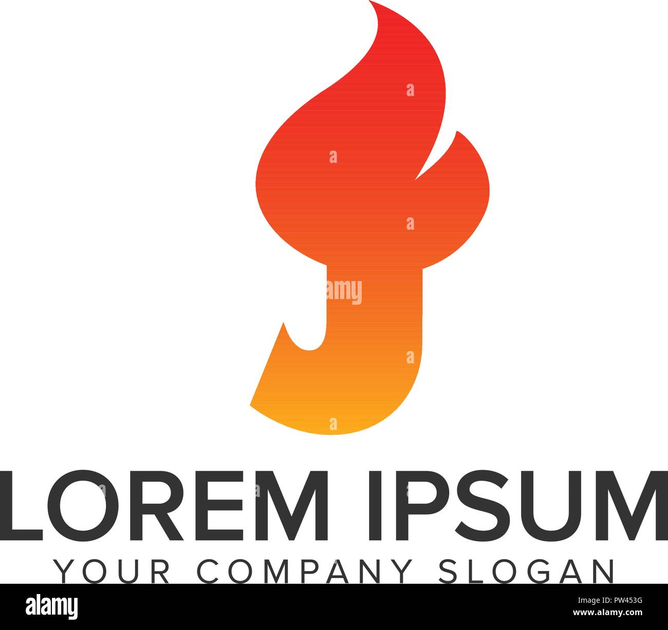 letter J ignition Flame logo design concept template. fully editable ...