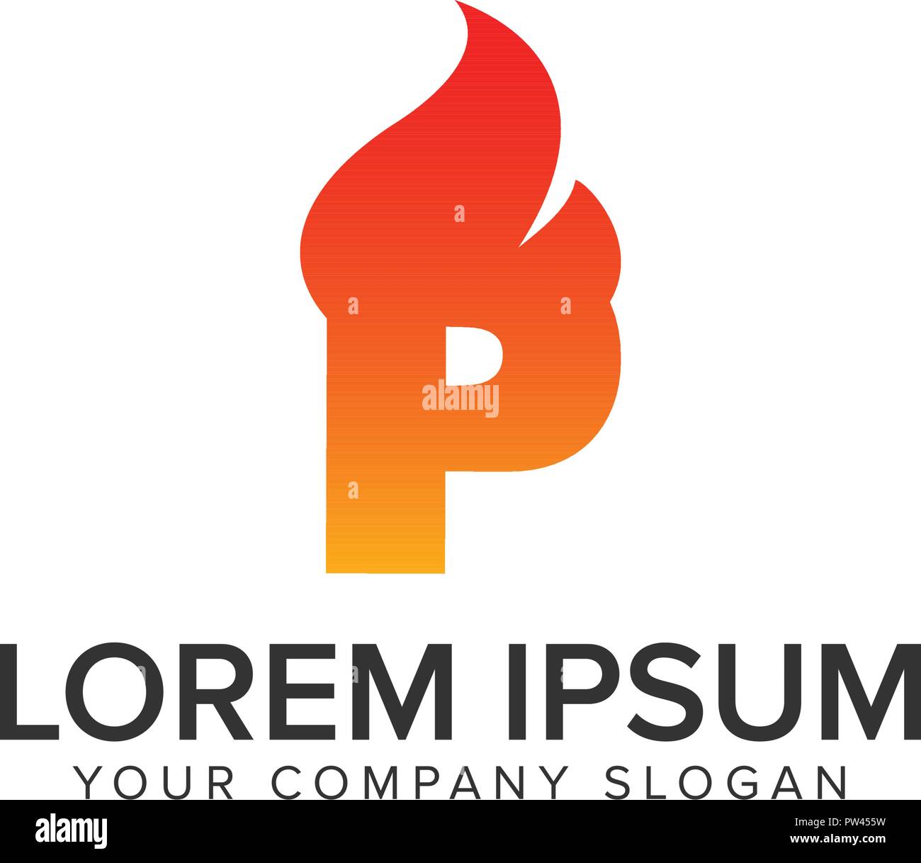letter P ignition Flame logo design concept template. fully editable ...