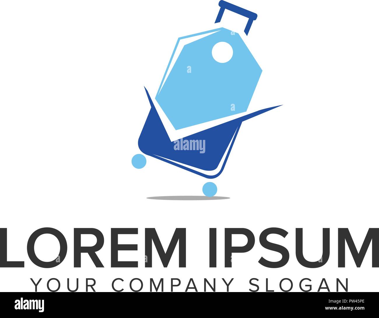 Travel bag with check mark logo design concept template. fully editable ...