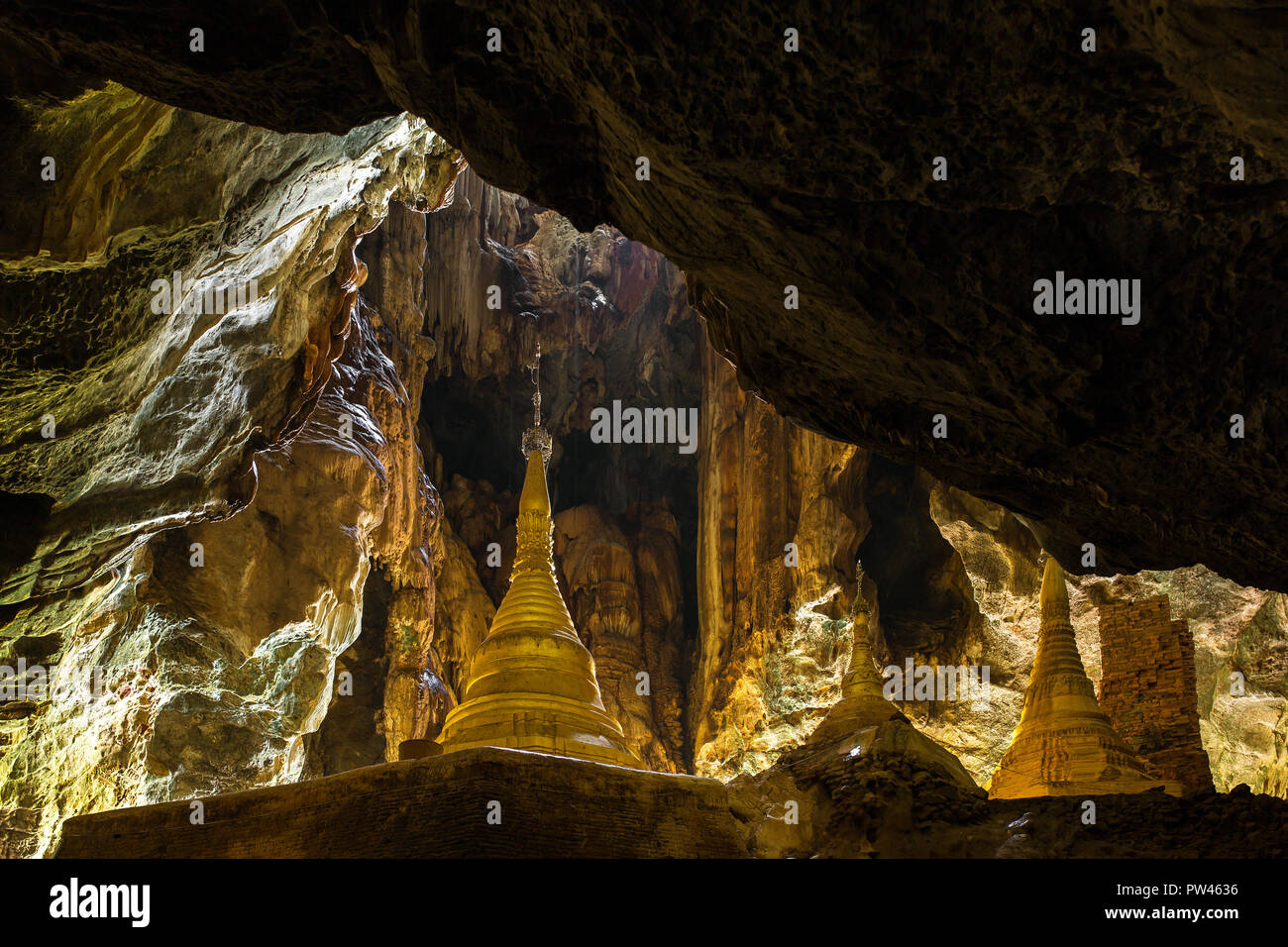 Buddhist pagodas in Yathaypyan Cave near Hpa-An in Myanmar (Burma Stock ...