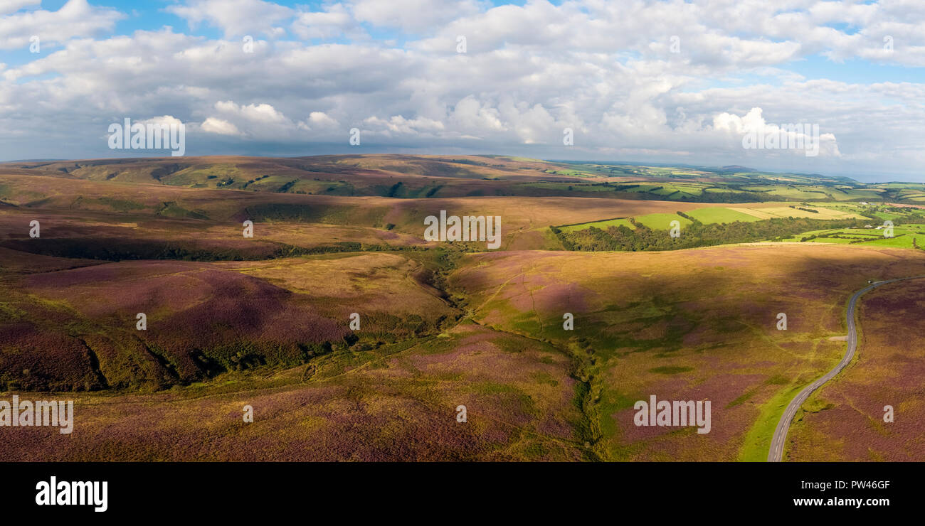 United Kingdom, Devon, Exmoor National Park, aerial view over the moors ...